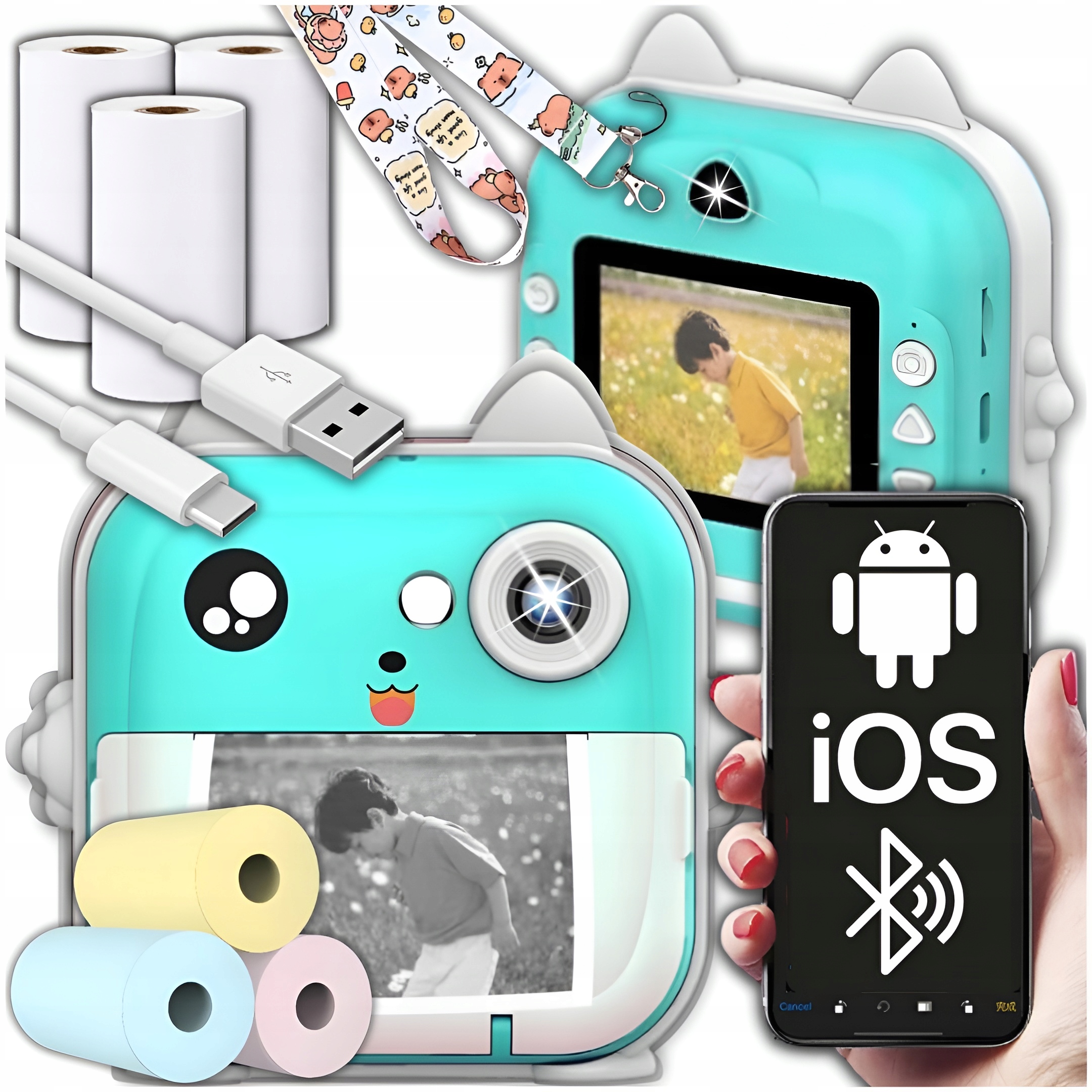 INSTANTNÝ FOTOAPARÁT PRE DETI Drukuś MINI TERMOTLAČIAREŇ + 6 KORČÚĽ ...