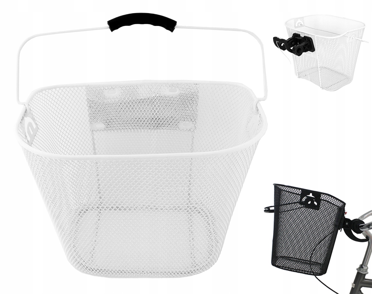 Koszyk na rower biały metalowy odpinany - Koszyki na rower - Allegro.pl