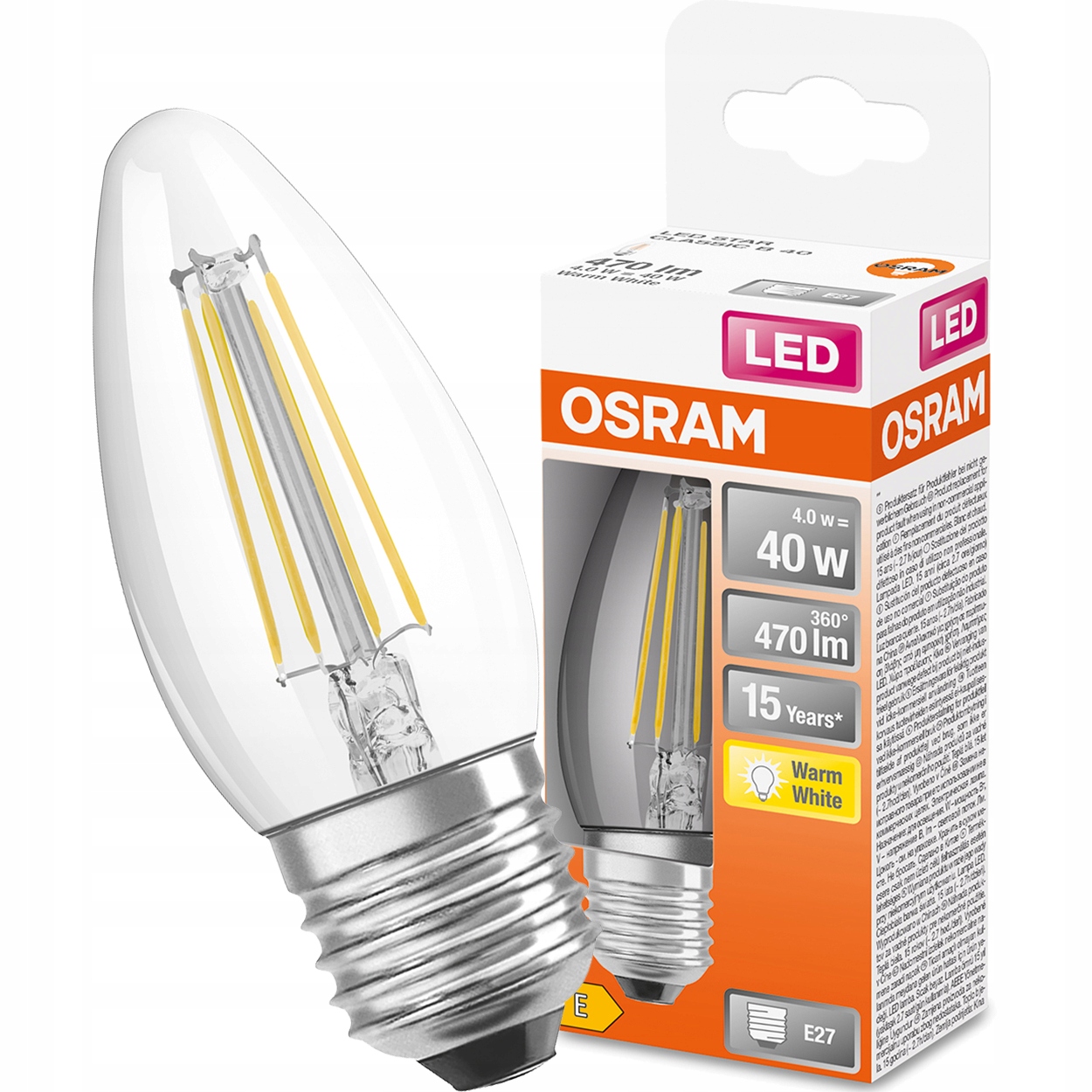 Żarówka Led Świeczka E27 4w 2700k Filament Osram Led Star Cl B Fil 40