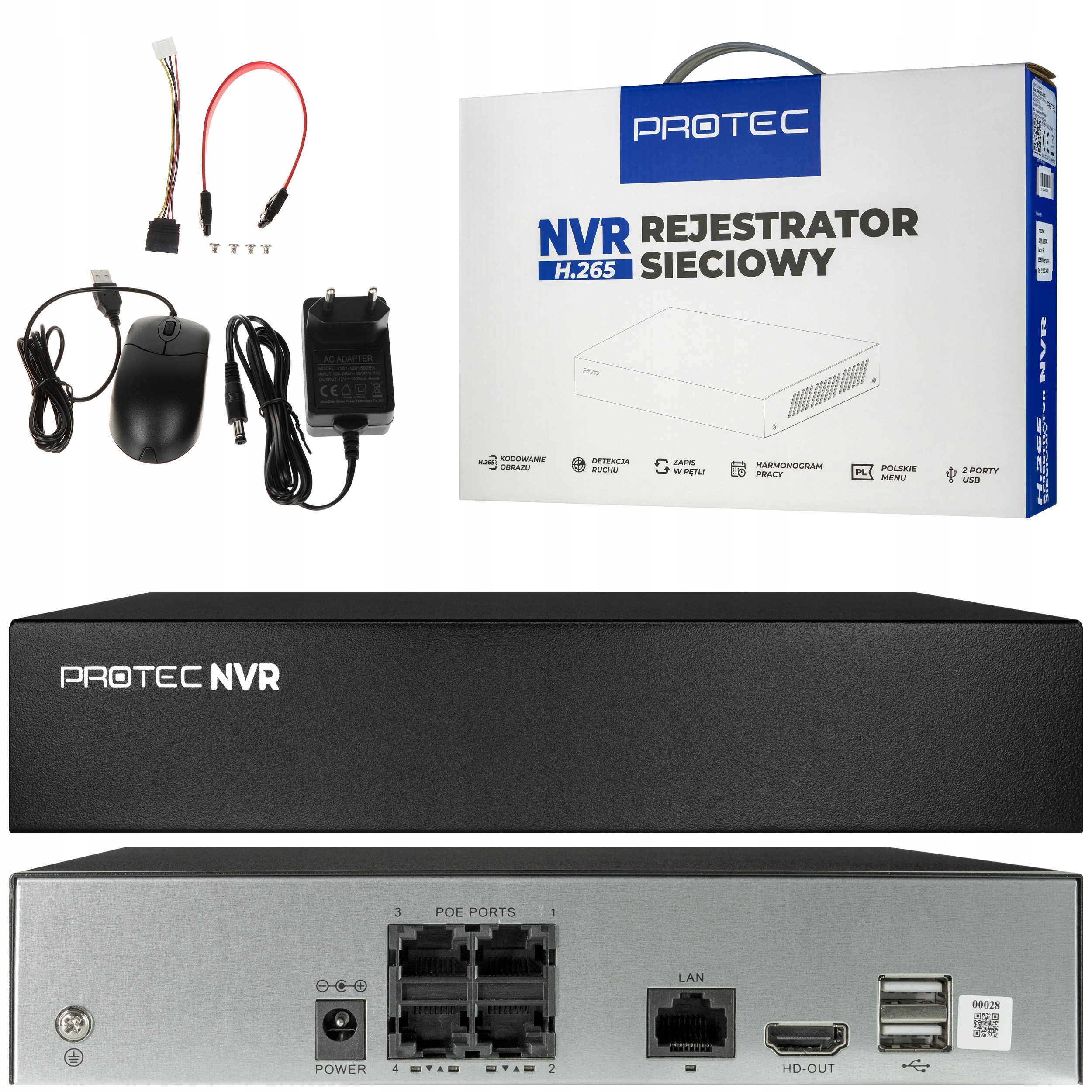 Rejestrator Protec NVR CYFROWY IP 4xPoE 4K max 9 kamer HDMI BitVision - Sklep, Opinie, Cena w ...
