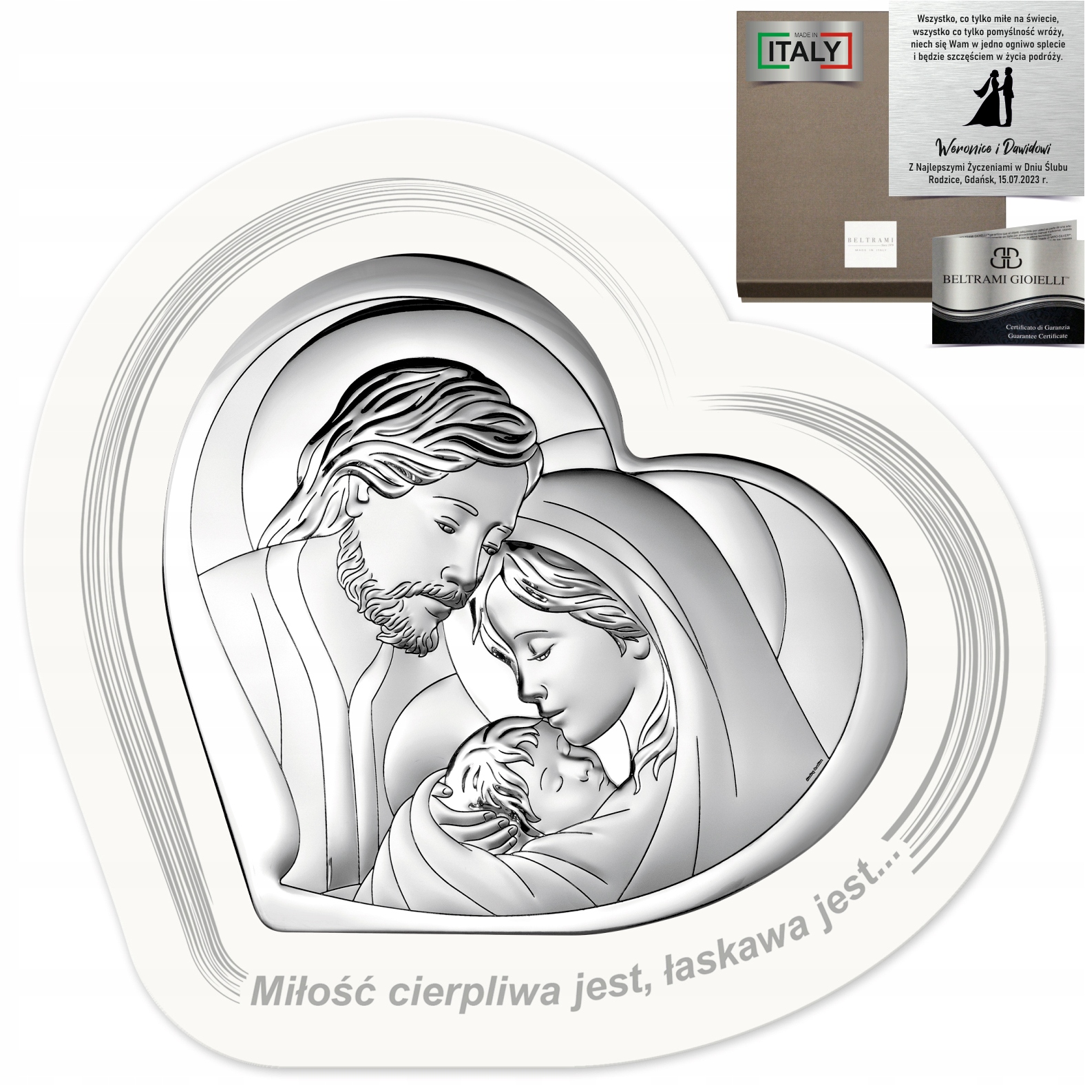 STRIEBORNÝ OBRÁZOK VIANOCE RODINA SVADBA KRST GRAVÍROVANIE - Allegro