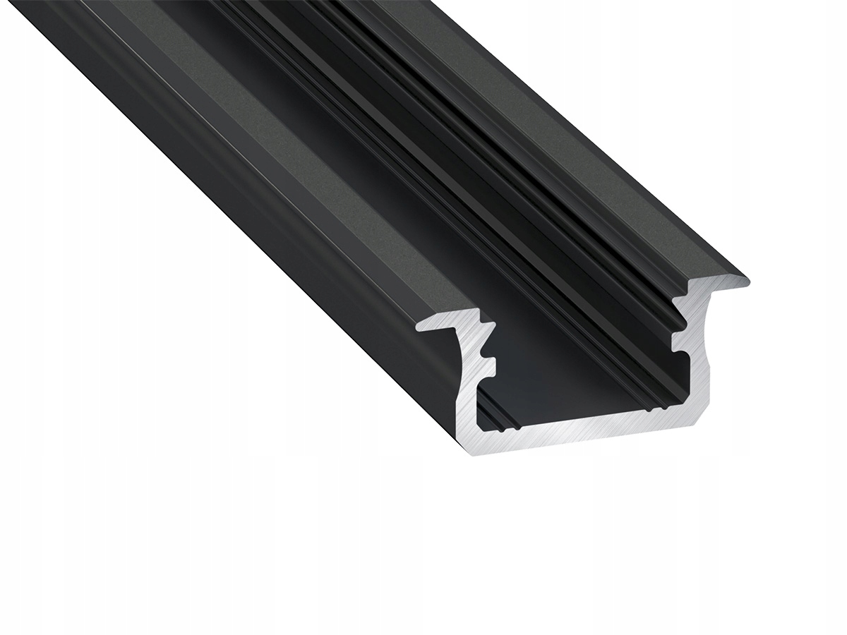 Profil LED aluminiowy wpuszczany do taśm Czarny 2 metry typ B LUMINES ...