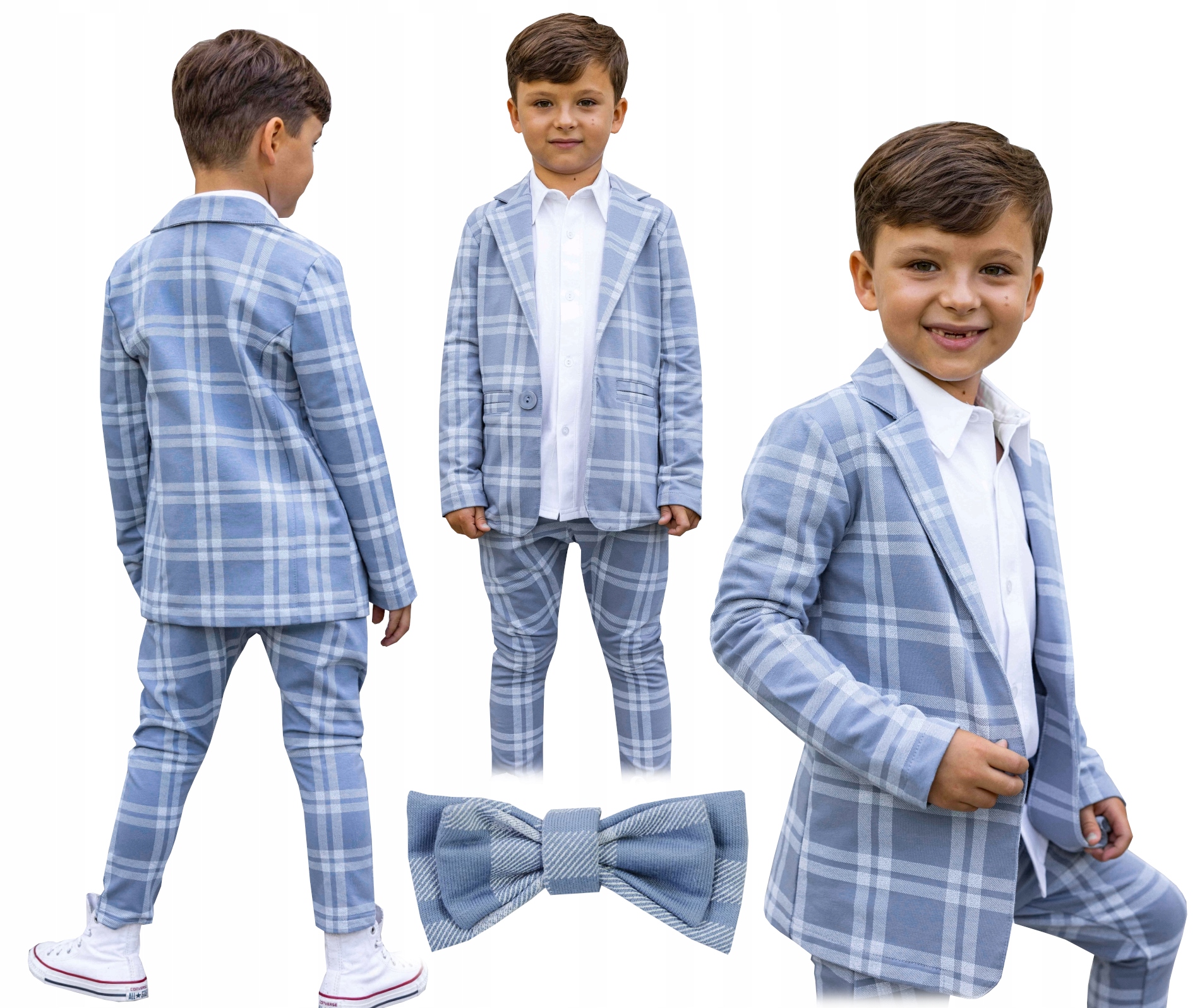 GARNITUR ZESTAW NIEBIESKA KRATA MUCHA 104/110 G3P 12476846121 - Allegro.pl