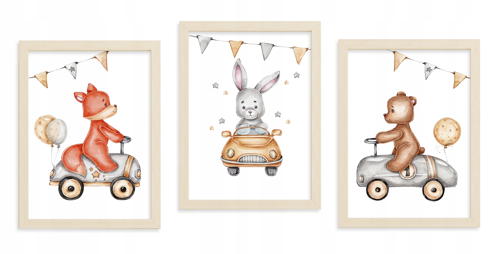 Sada 3 plagátov detské obrázky 30x40 medvedík líška - Allegro