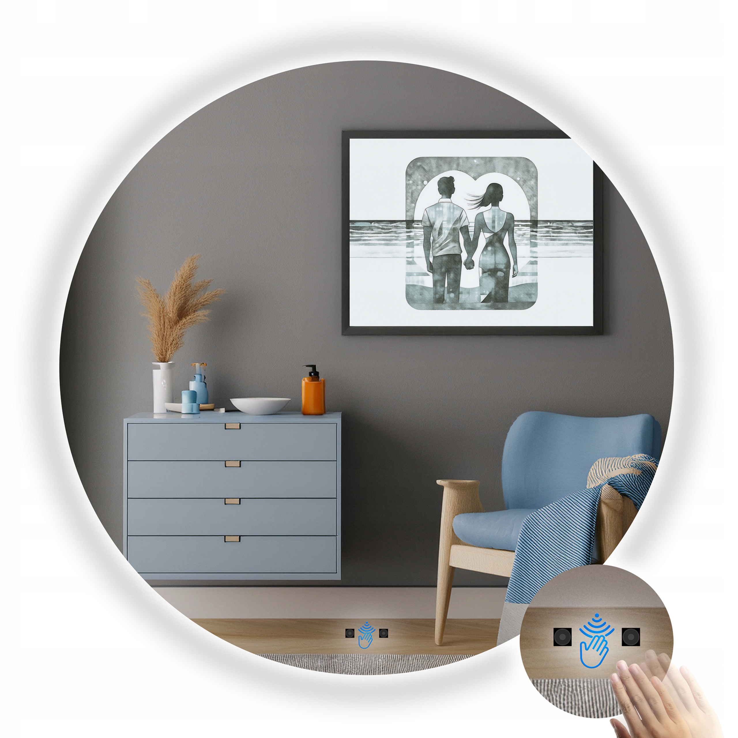 LUSTRO LED COB 480/1m fi 100 cm OKRĄGŁE NA RUCH Z WŁĄCZNIKIEM ...