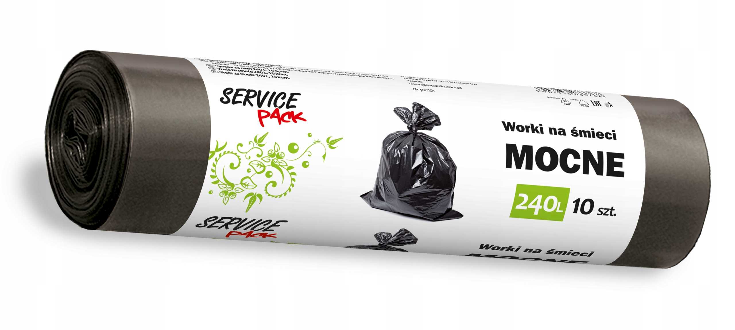 SP Worki na śmieci MOCNE LDPE 240L 10szt (WORKI NA ŚMIECI ODPADY 240L ...