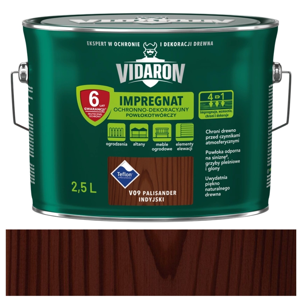 VIDARON IMPREGNAT DO DREWNA POWŁOKOTWÓRCZY PALISANDER INDYJSKI V09 2,5L ...