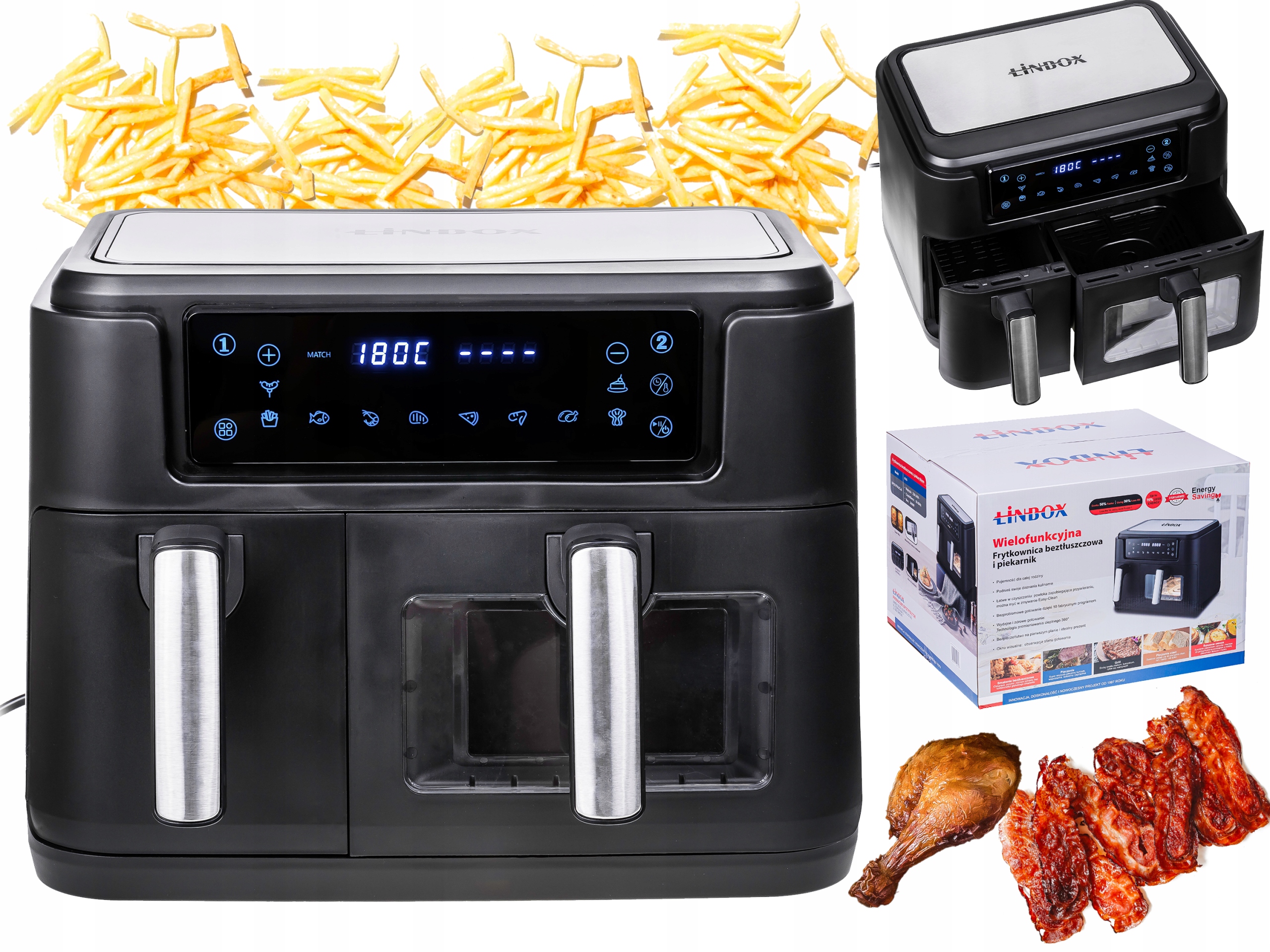 Frytkownica beztłuszczowa Linbox FRYTOWNICA BEZTŁUSZCZOWA 3.5L/6.5L 2400 W - Sklep, Opinie, Cena ...