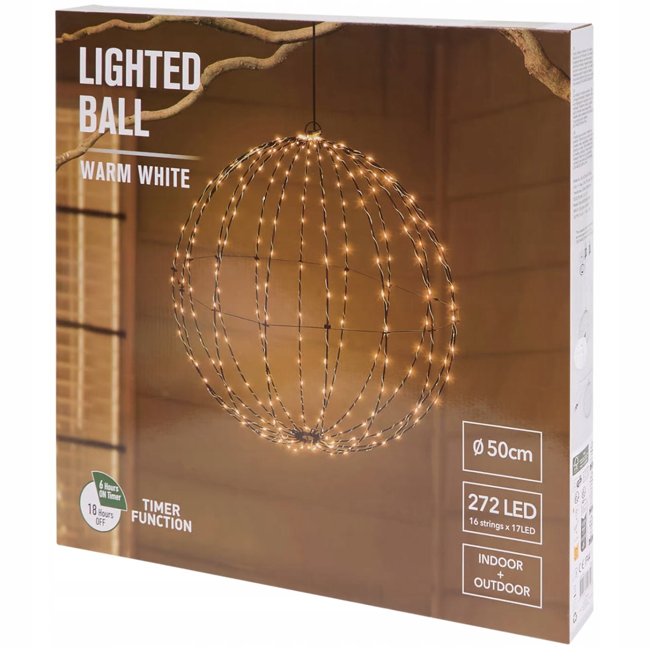 KULA ŚWIETLNA BOMBKA OZDOBA ŚWIĄTECZNA WISZĄCA ŚWIETLNA 272 LED ŚWIĘTA ...