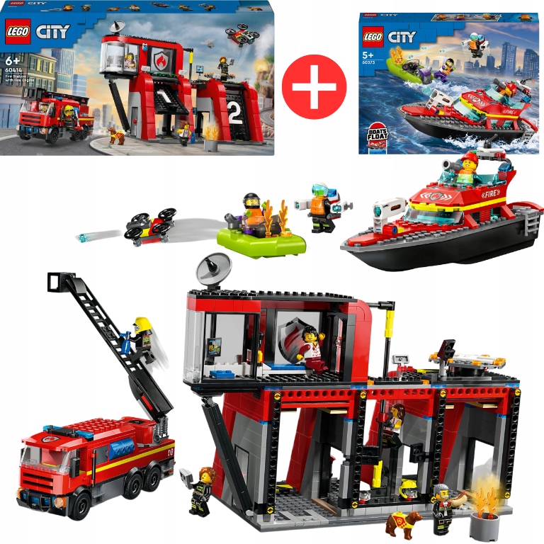 LEGO City 60414 REMIZA STRAŻACKA Z WOZEM STRAŻACKIM + City Łódź ...
