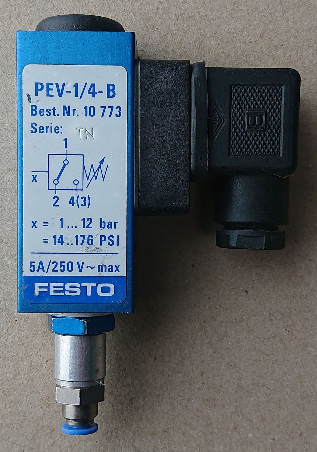 Wyłącznik ciśnieniowy Festo PEV-1/4-B 10773 1-12bar (10773) • Cena ...