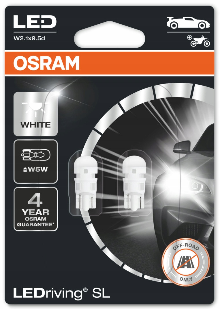 ŻARÓWKA LED W5W MOCNA BIAŁA OSRAM W2.1x9.5d 4052899620810 za 41.00PLN z ...