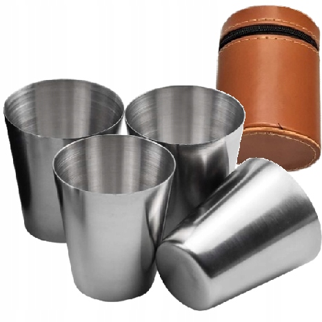 KIELISZKI TURYSTYCZNE STALOWE METALOWE NIERDZEWNE ETUI 70ml Komplet 4 Szt - 5905280116425 ...