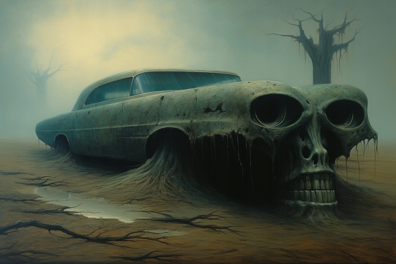 Zdzisław Beksiński Style Obraz Czaszkowóz • Cena, Opinie • Obrazy ...