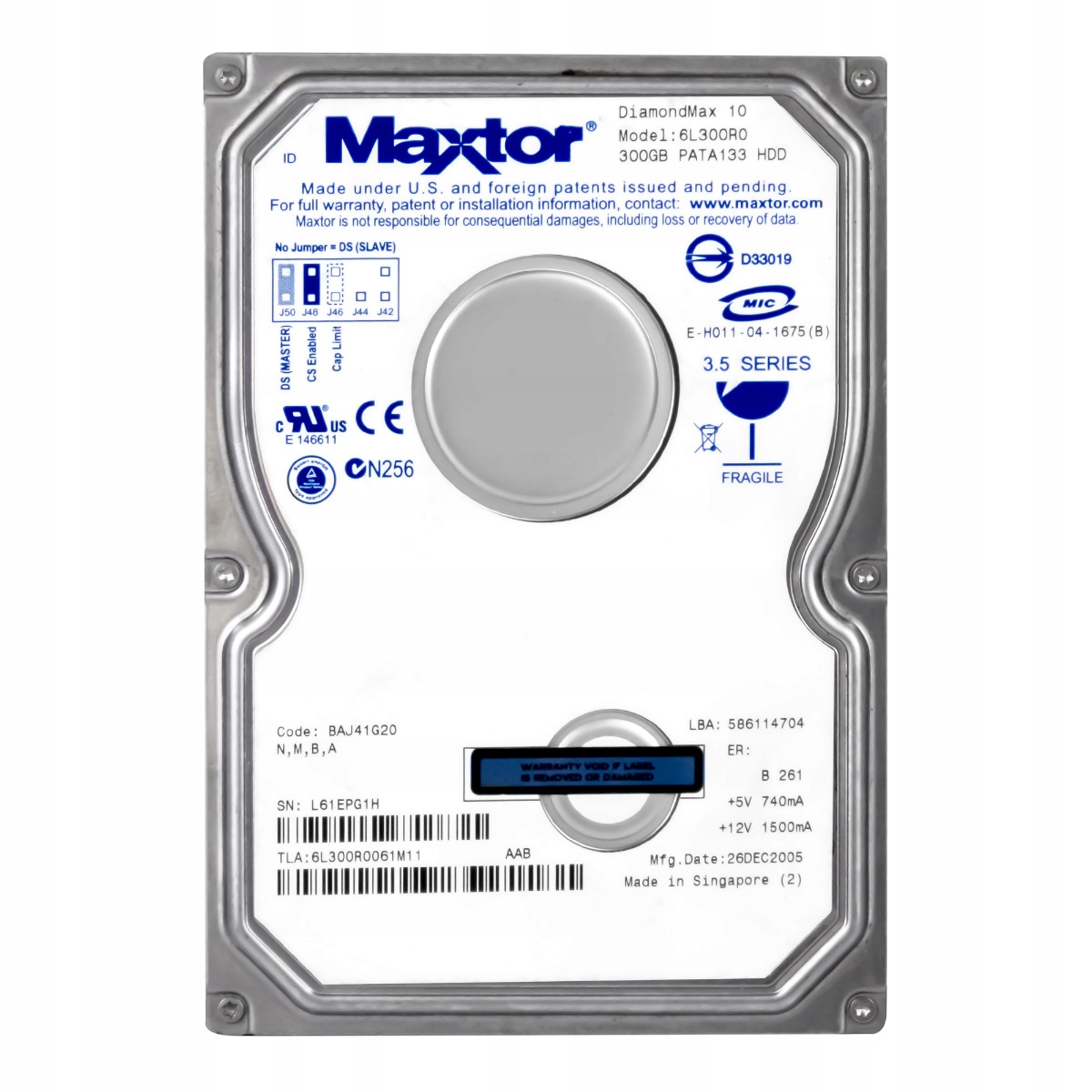 MAXTOR DiamondMax 10 300GB 7.2K 16MB ATA 3.5'' 6L300R0 za 2542 Kč - Allegro