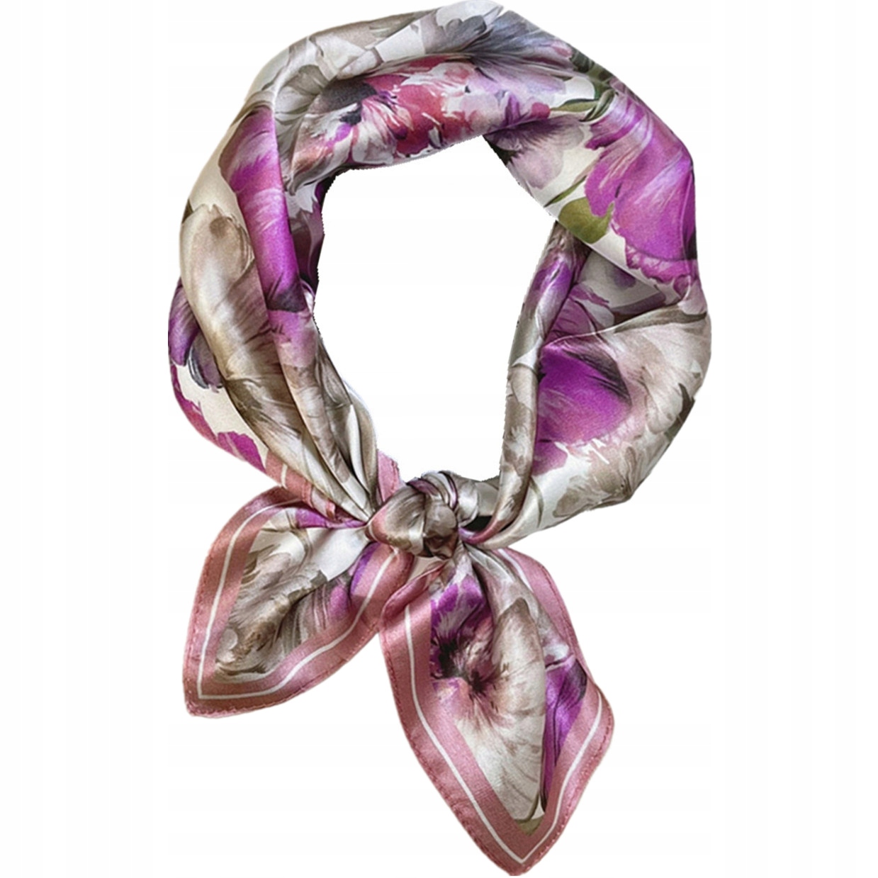 Apaszki 100% Jedwab Damska Bandana Chusta 53cm lawenda fioletowy kwiat 15207352282 - Allegro.pl