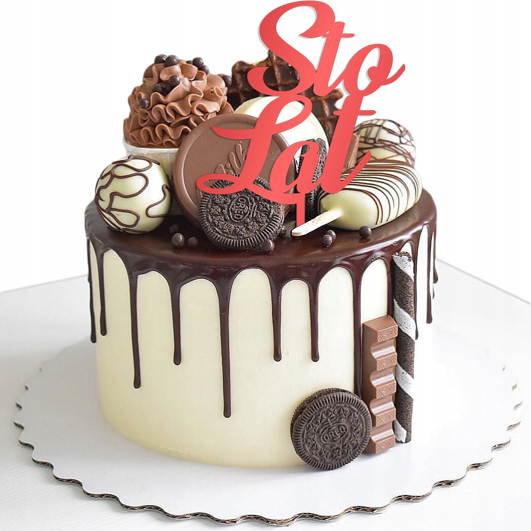 TOPPER DEKORACJA NA TORT CIASTO NAPIS STO LAT (5905247528766) • Cena ...