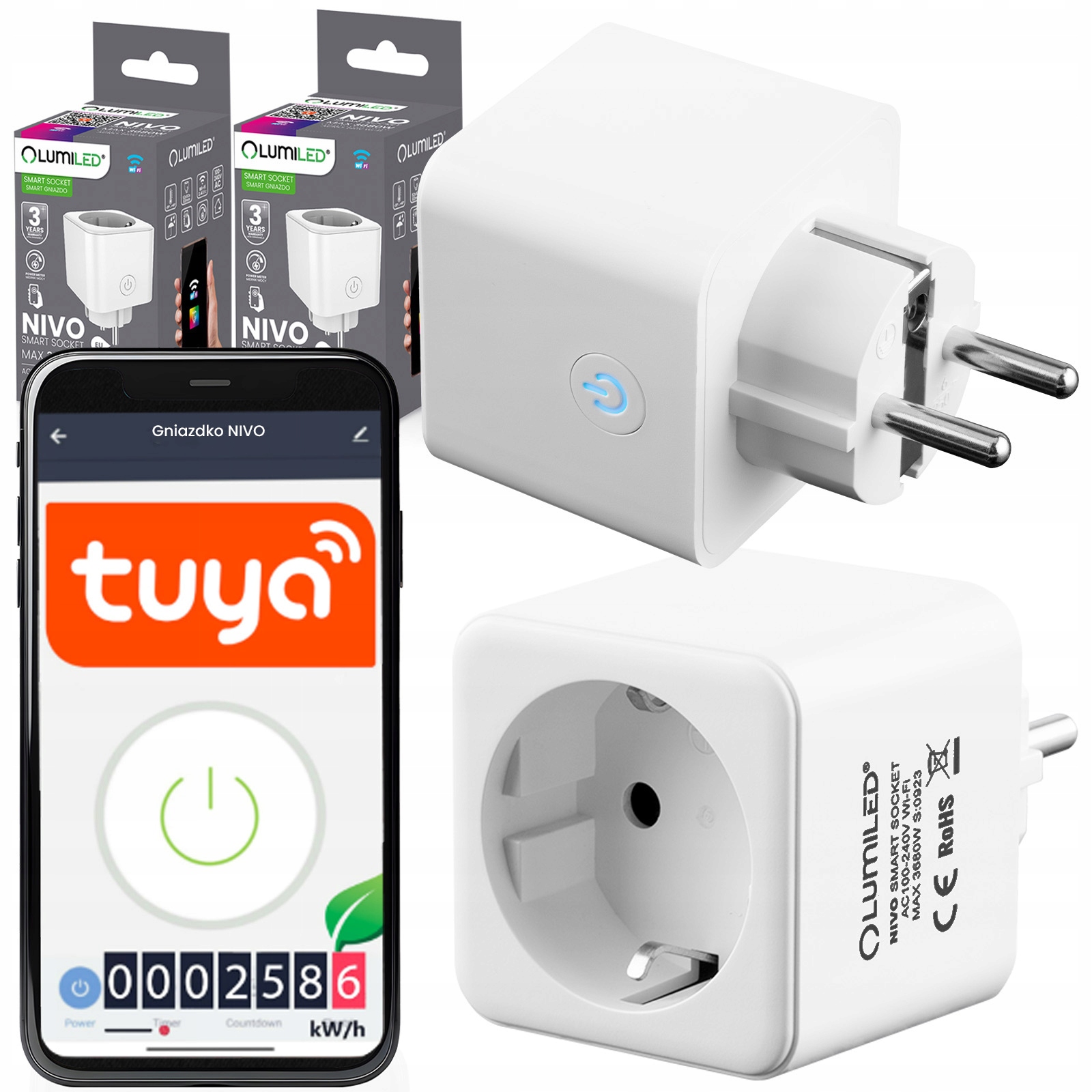 2x INTELIGENTNE GNIAZDKO WIFI WATOMIERZ PROGRAMATOR TIMER TUYA SMART 16A (5904422772994) • Cena ...