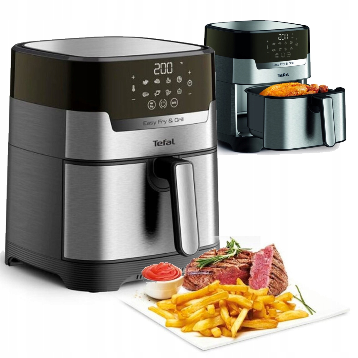 Tefal Easy Fry&Grill EY505D15 2v1 Frytkownica beztłuszczowa Airfryer 4.2L - Sklep, Opinie, Cena ...