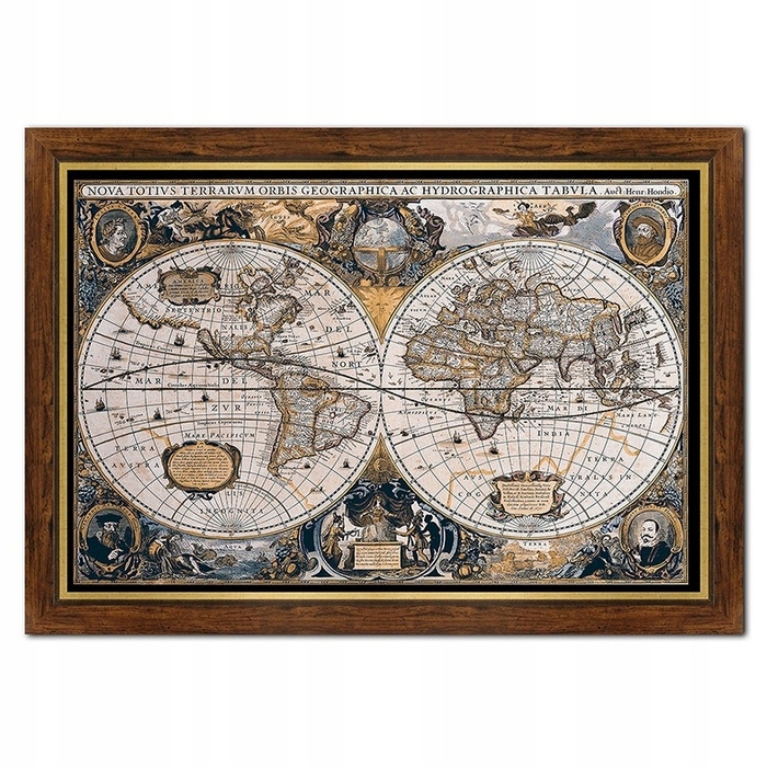 obraz stara MAPA ŚWIATA W RAMIE NA PŁÓTNIE ŚWIAT • Cena, Opinie ...