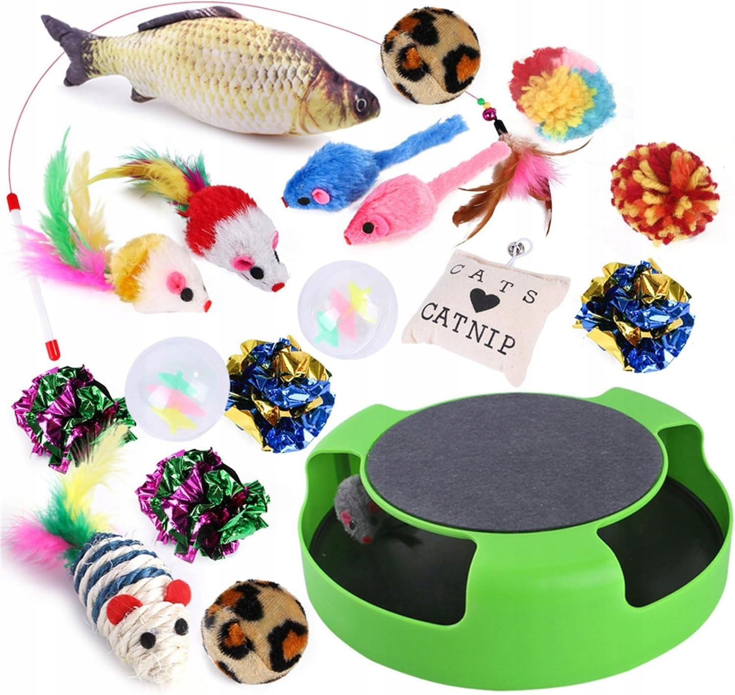 Sada 19 hračiek pre mačku, škrabadlo s myšou – ideálne pre aktívnu ...