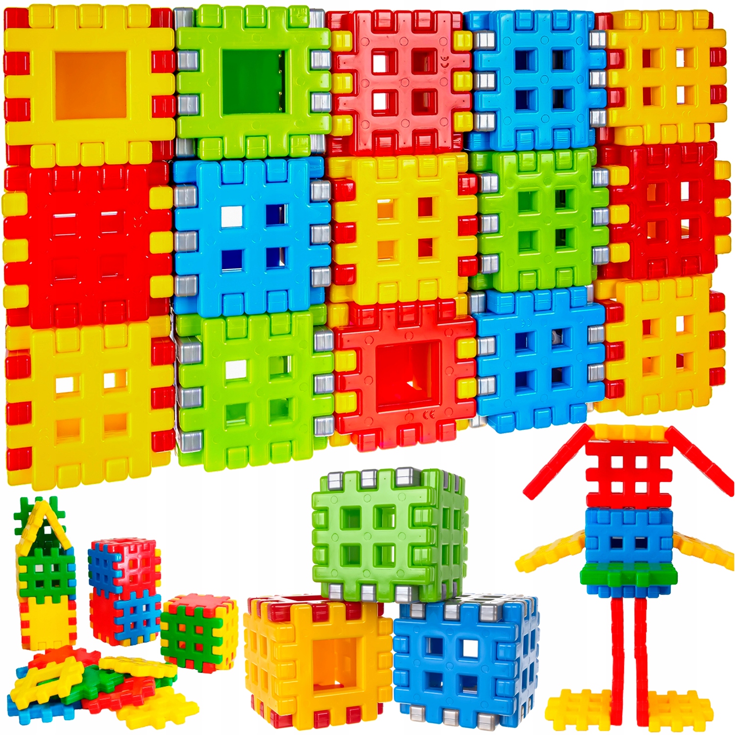 Duże Klocki Konstrukcyjne Wafle Adusie Zestaw 90el 13694063876 - Allegro.pl