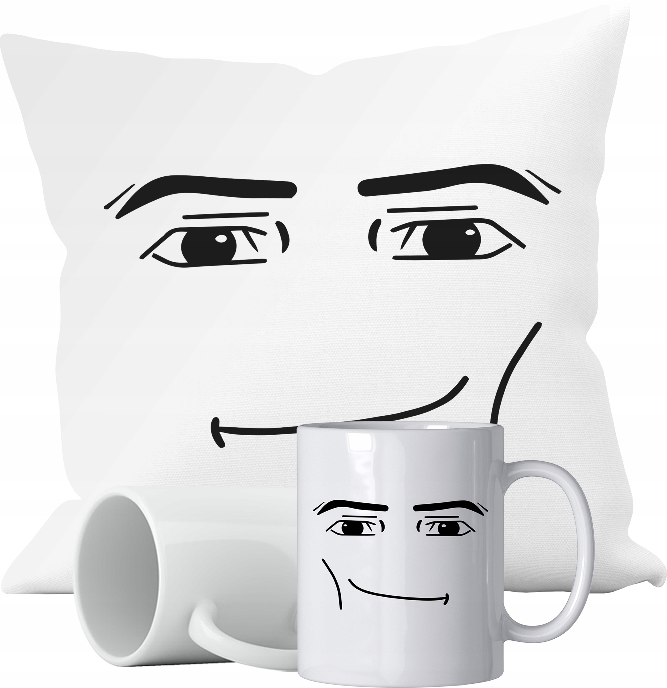ZESTAW KUBEK + PODUSZKA MAN FACE ROBLOX MINA ŻART • Cena, Opinie ...