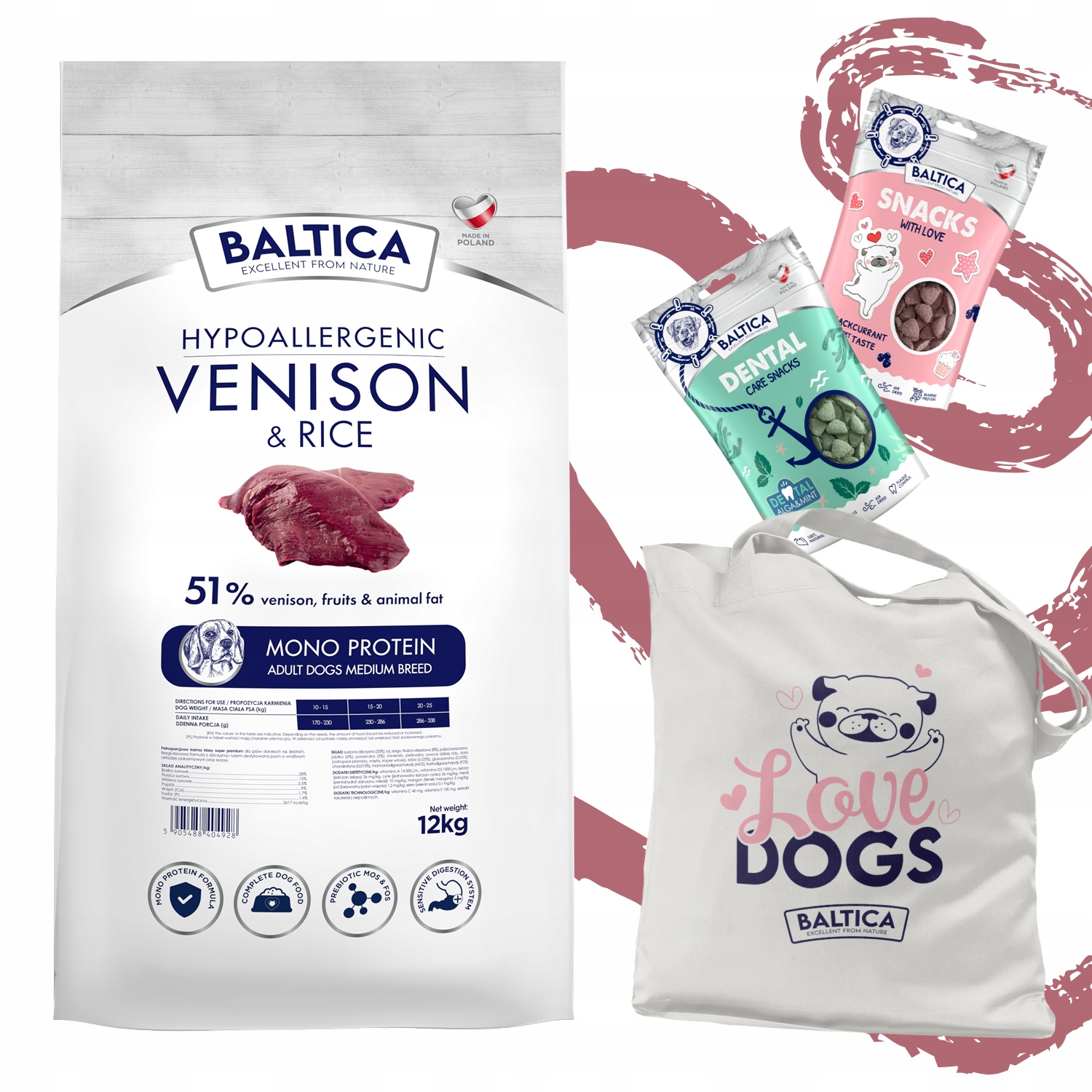 BALTICA HYPOALLERGENIC VENISION & RICE M 12 KG KARMA SUCHA DLA PSÓW ...
