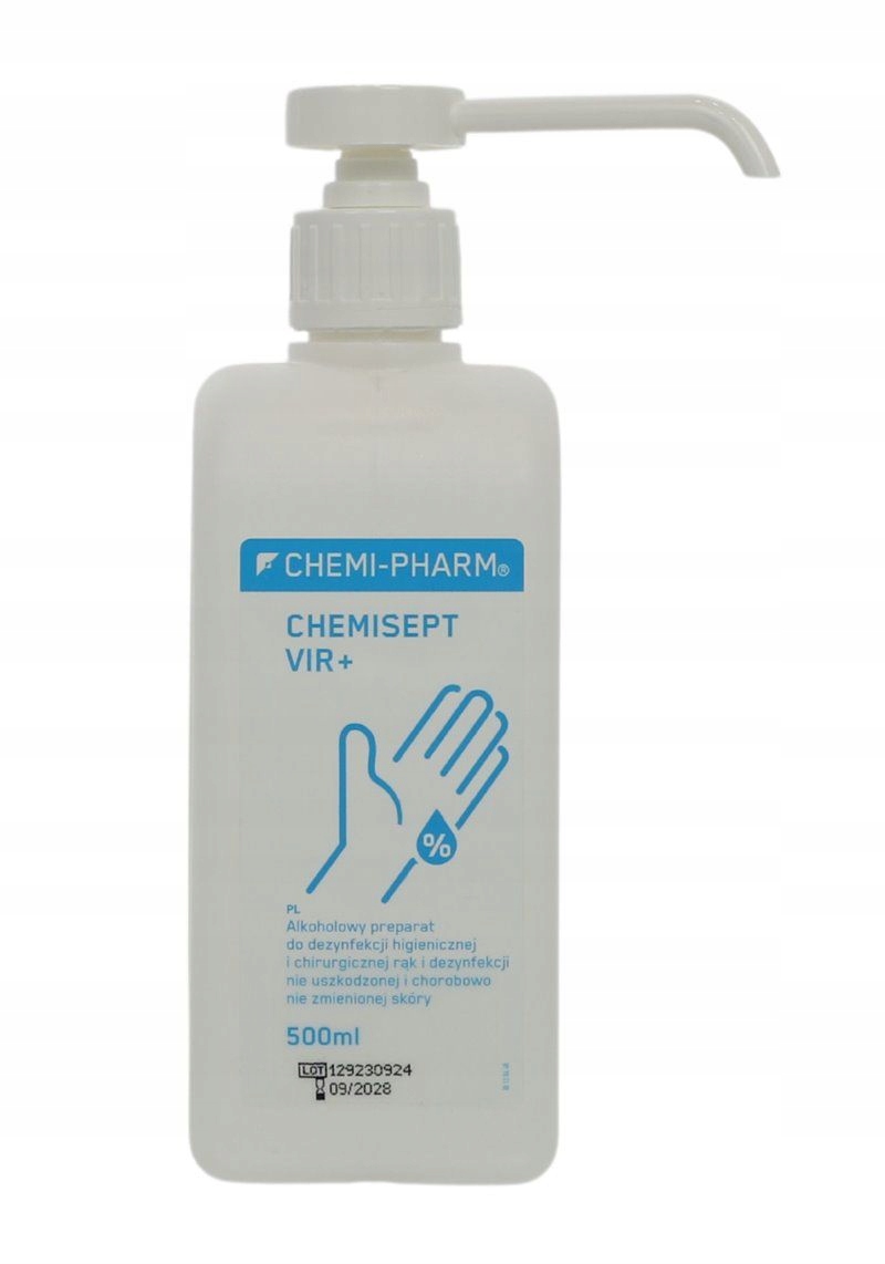 Chemisept VIR+ z pompką, CHEMI-PHARM do dezynfekcji skóry i rąk 500ML ...