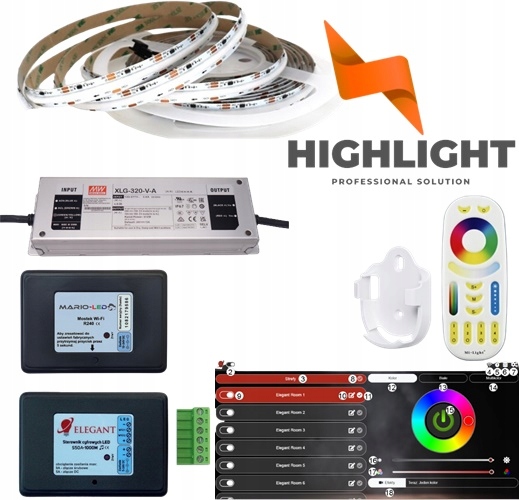 30m ZESTAW CYFROWY COB RGB LED+ROUTER 24V WS2811 (5905141722116) • Cena ...