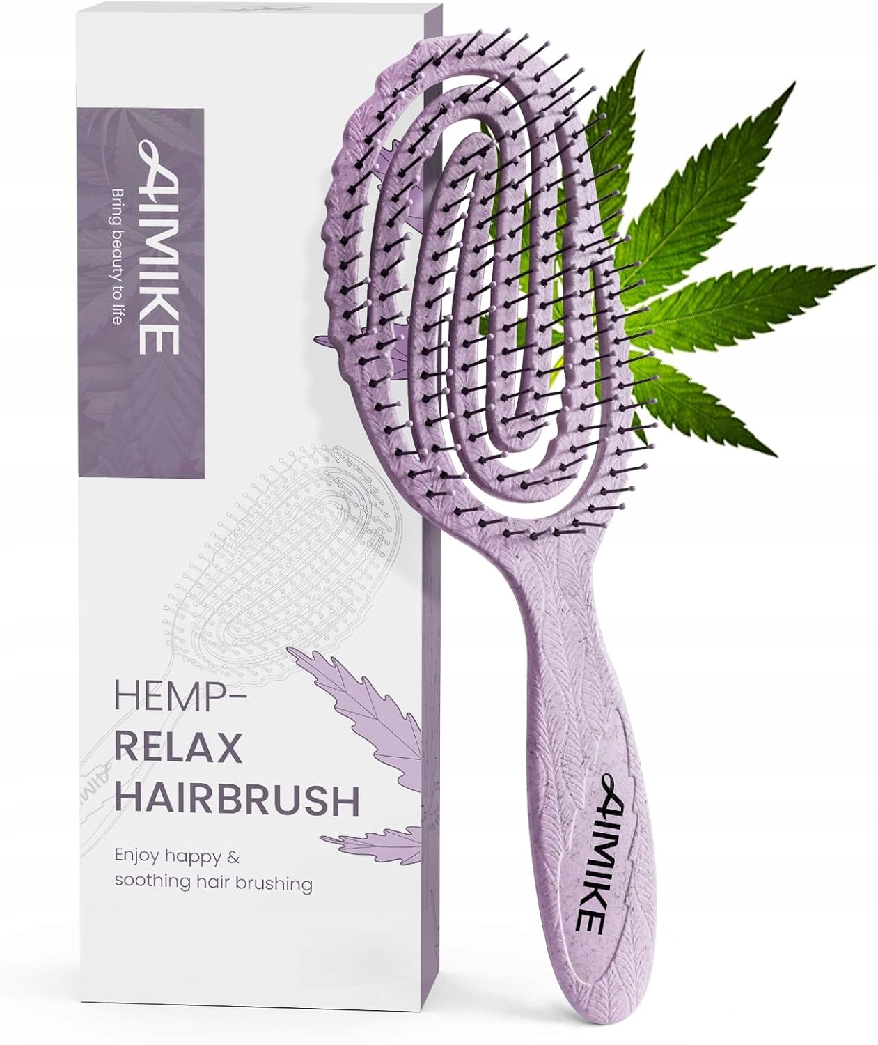 AIMIKE Hemp-Relax kartáč na vlasy s měkkými štětinami, snadné ...