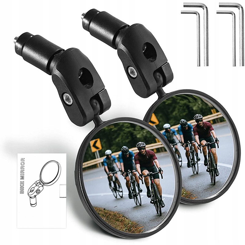 2 SZTUKI LUSTERKO ROWEROWE HD, OBRACANE O 360°, lekkie dobra widoczność ...