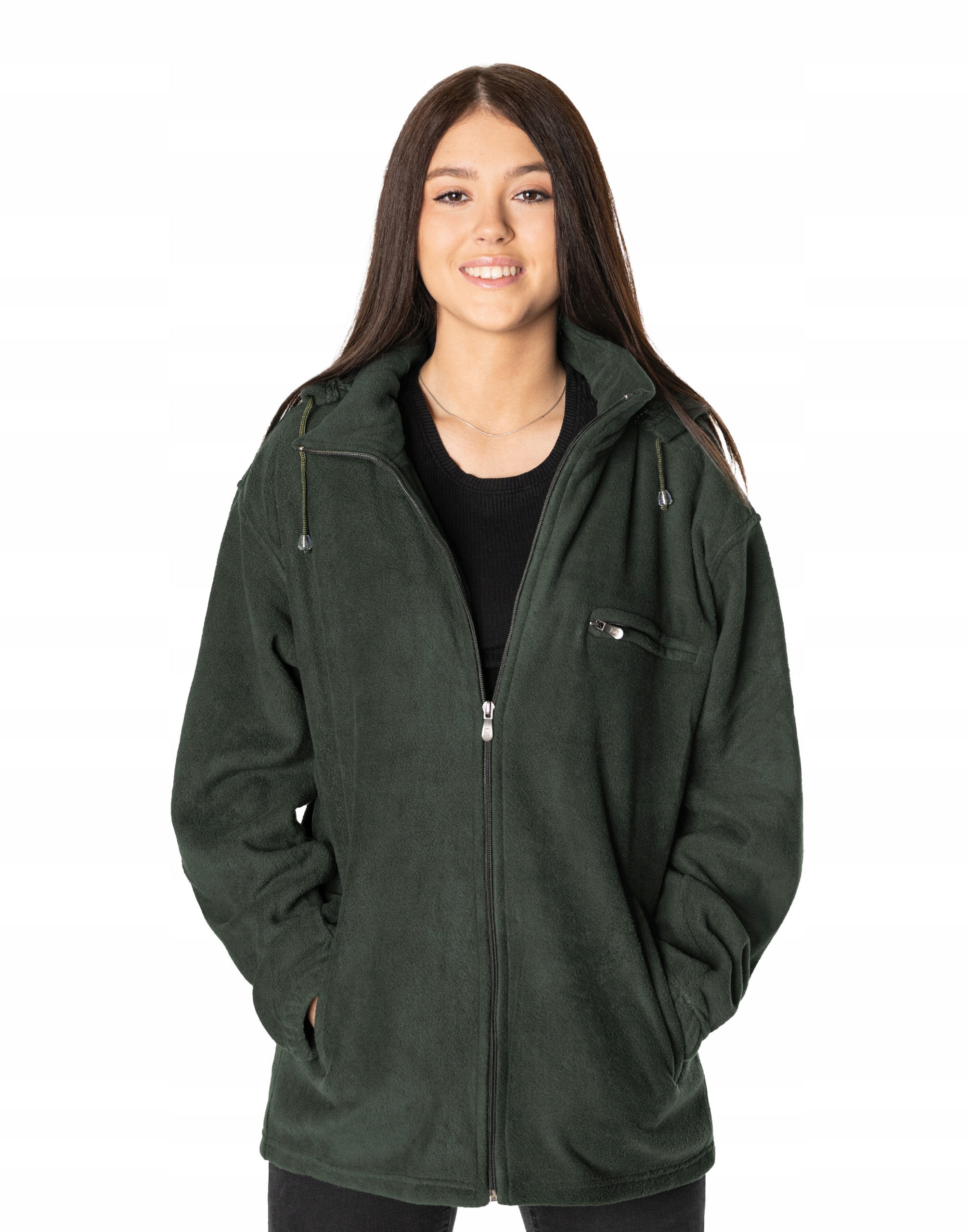 Ciepła Bluza Polarowa Damska Rozsuwana z Kapturem Polar Damski 4062-3 r ...