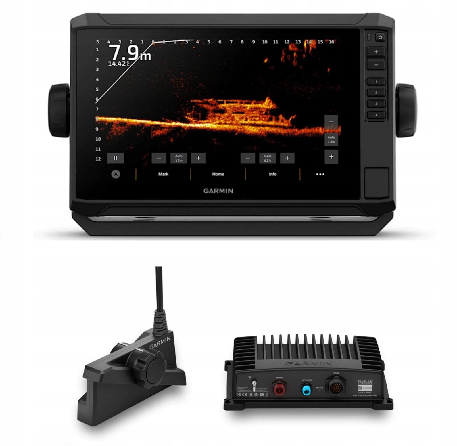 Echolot Garmin ECHOMAP UHD2 Model 92SV + GARMIN LiveScope LVS34 s GLS ...