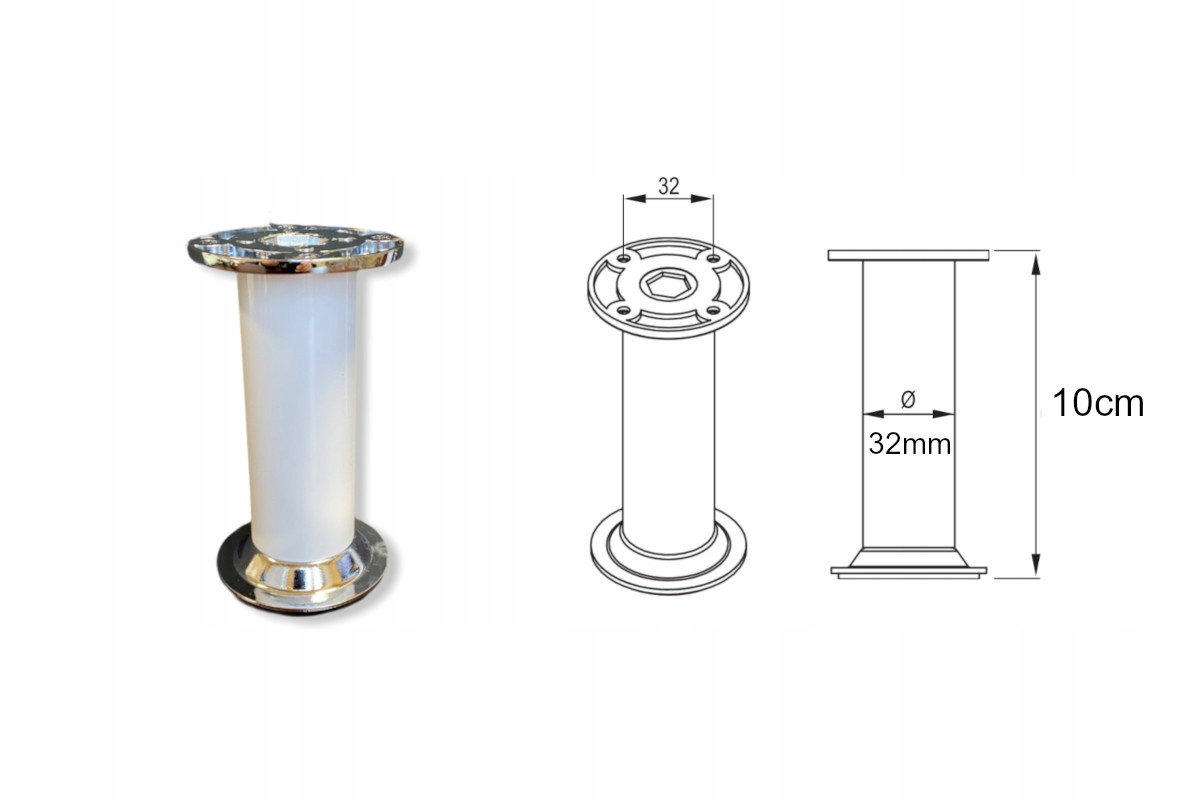 REJS Patka ALU-SO01 fi32 H100 mm. hliník/kov, lak bílý/chrom za 119 ...