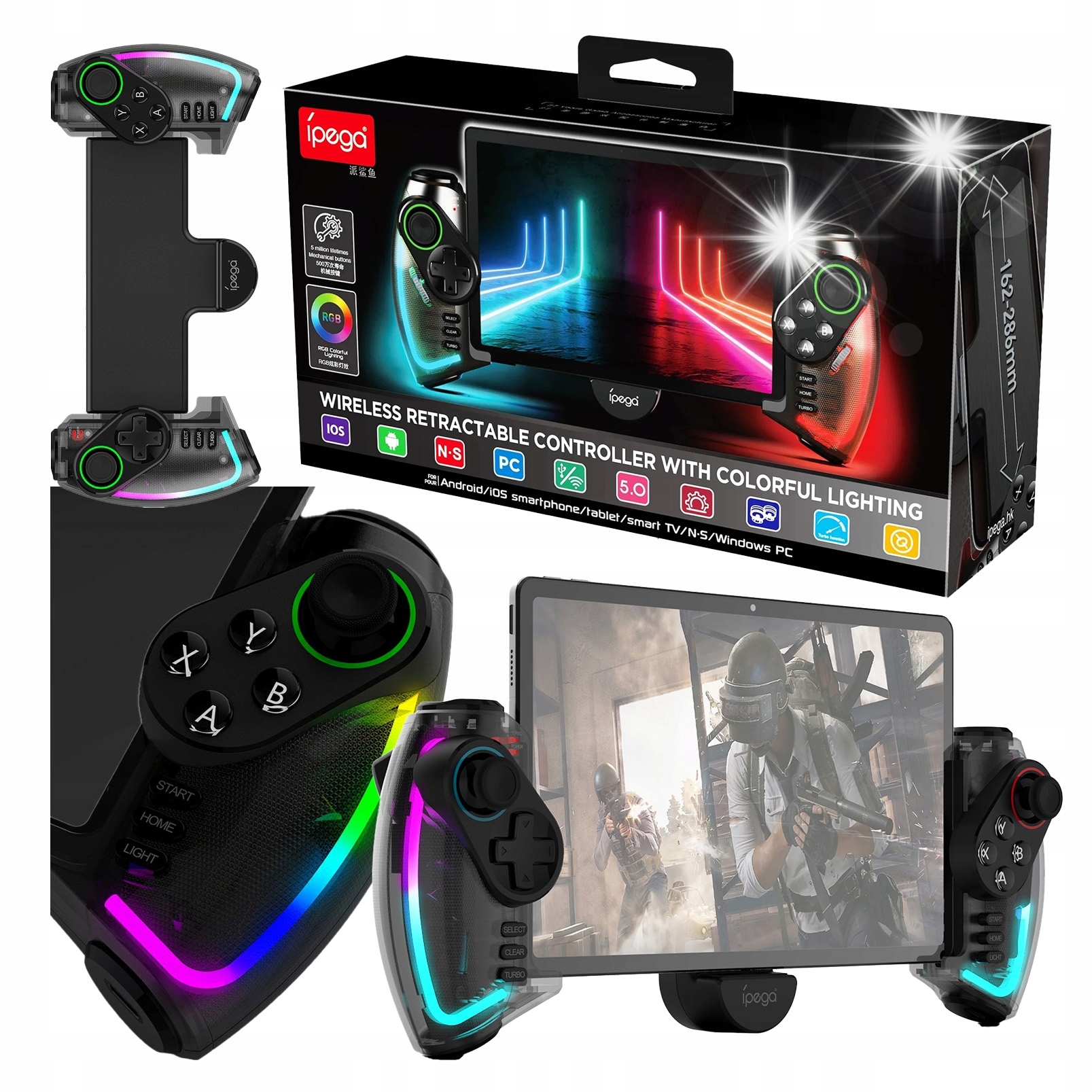 Kontroler GamePad Bezprzewodowy iPega PG-9777SH RGB Android, iOS, PC ...