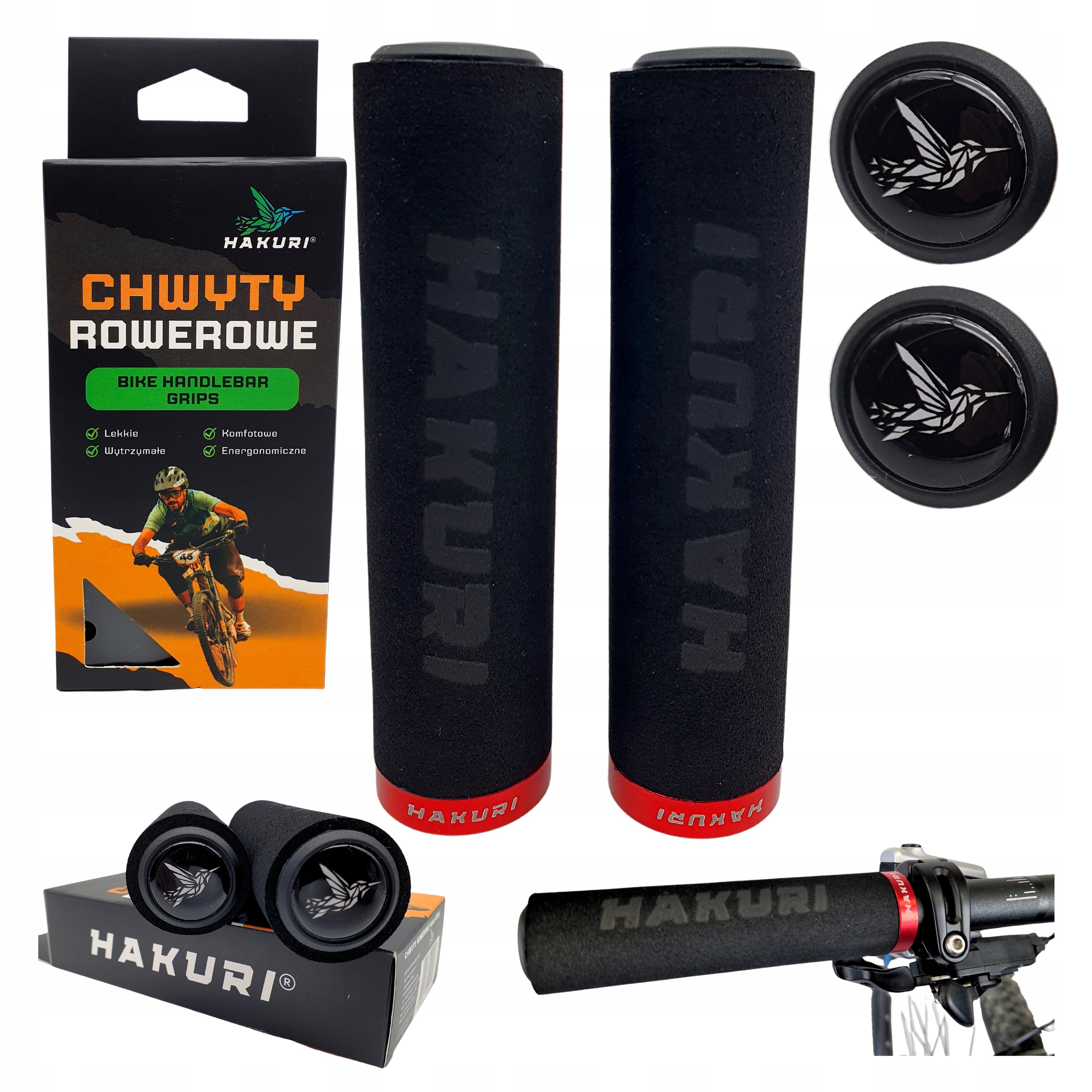 Chwyty ROWEROWE GRIPY NA ROWER Rączki na kierownice SUPER MIĘKKIE 2 ...