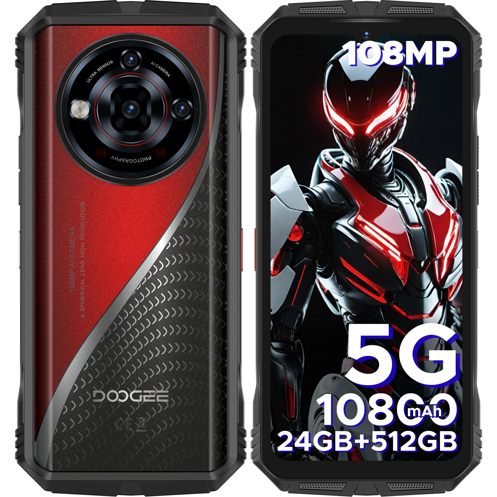 DOOGEE S118PRO Smartfon 10800mAh 24/512GB Android14 6,6"108MP SIM 2TB ...