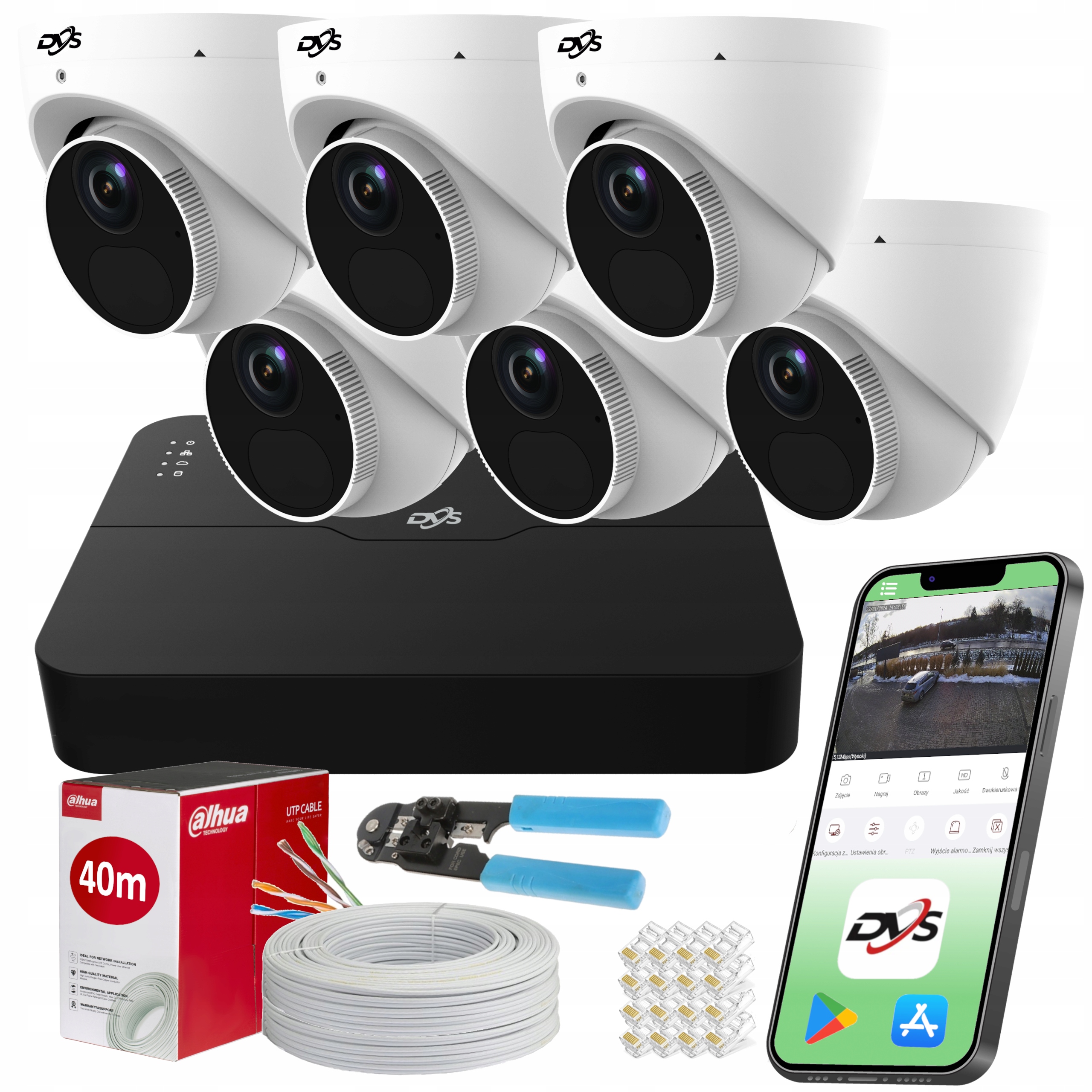 ZESTAW DO MONITORINGU IP KAMERY ZEWNĘTRZNE ZASILANIE POE 5MPX APLIKACJA ...