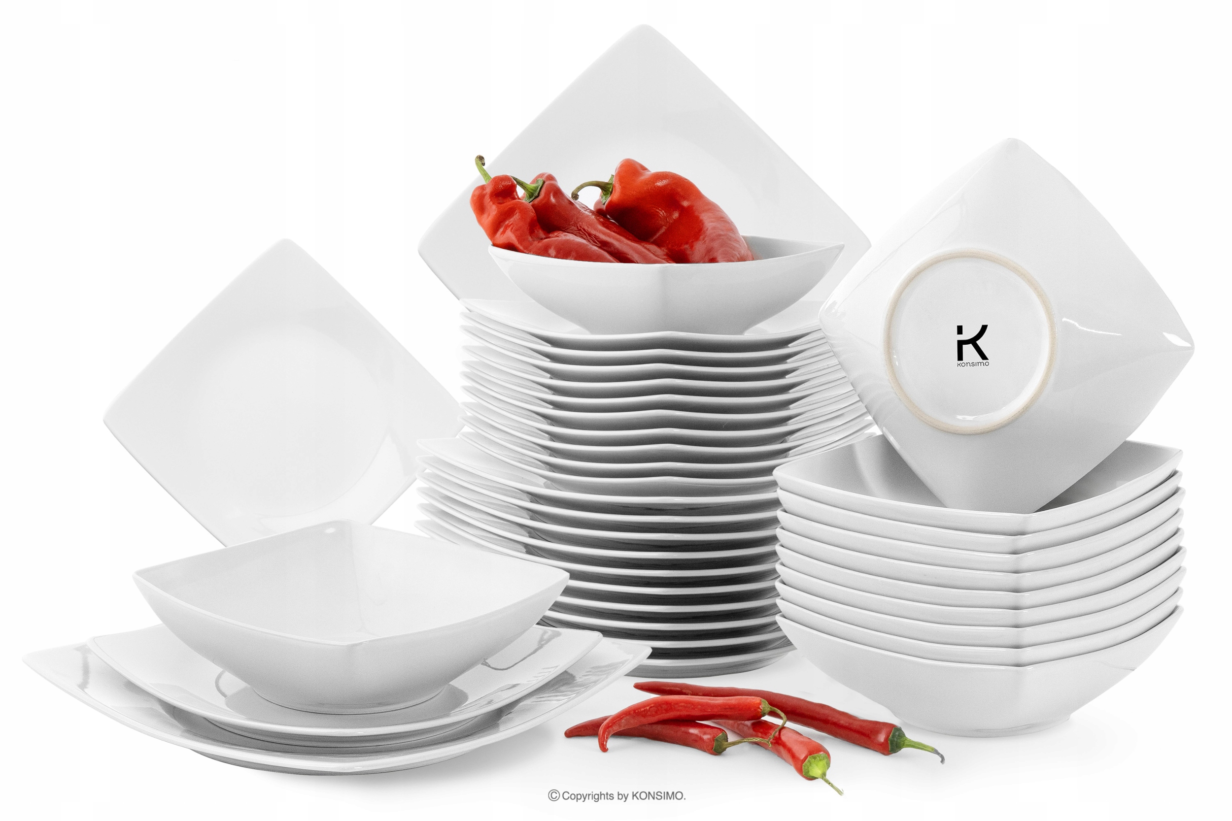 SERWIS OBIADOWY ZESTAW TALERZE 12 osób 36 el. KONSIMO EPIRI BIAŁY ...