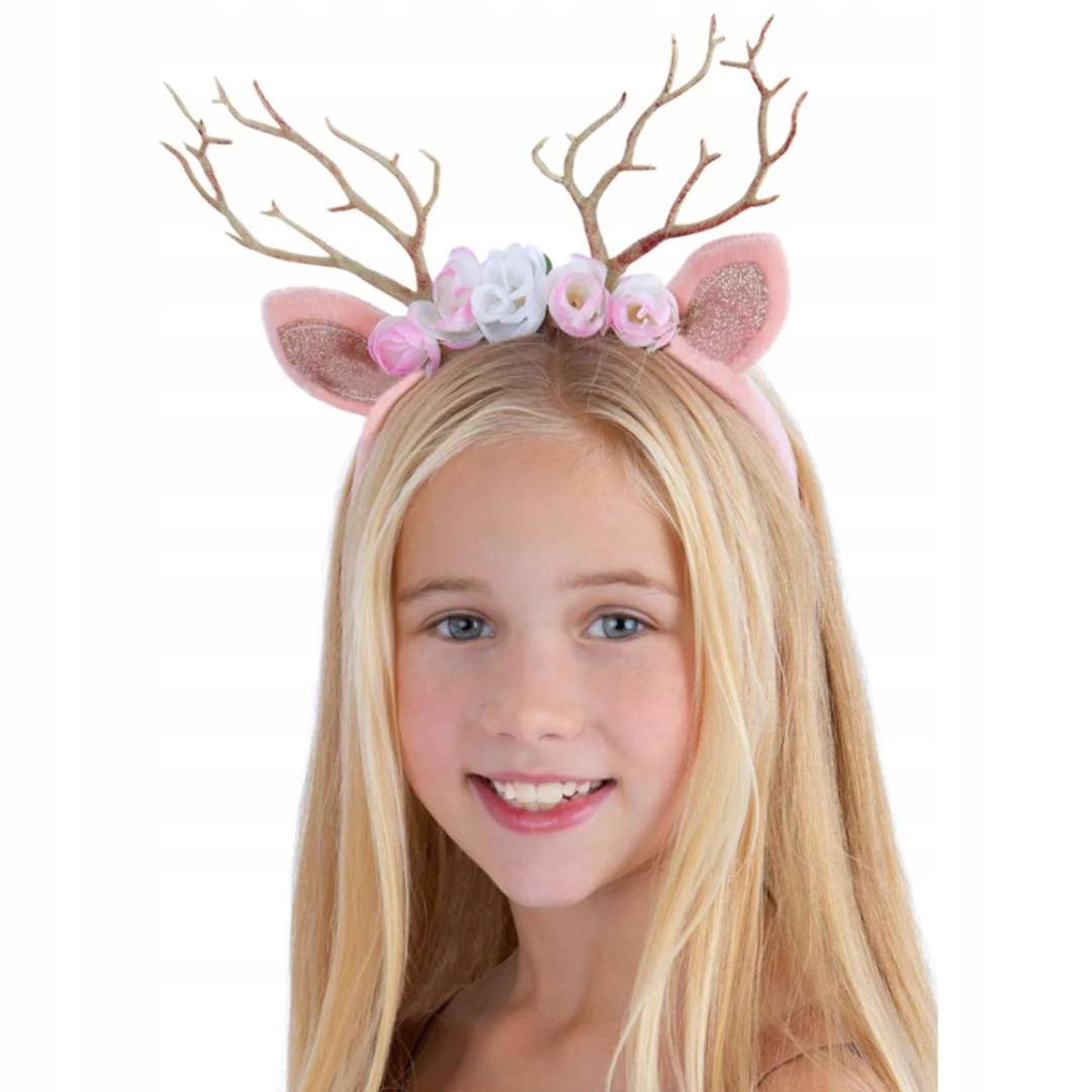 OPASKA różowa party ROGI RENIFERA z uszami poroże strój kostium ...