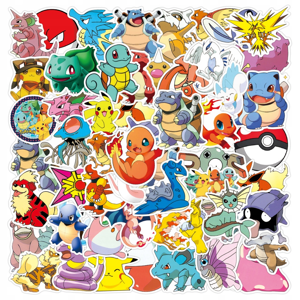 STICKER-BOMB POKEMONY RÓŻNE NAKLEJKI x50 WLEPY ANIME MIX POKEMON za 26 ...