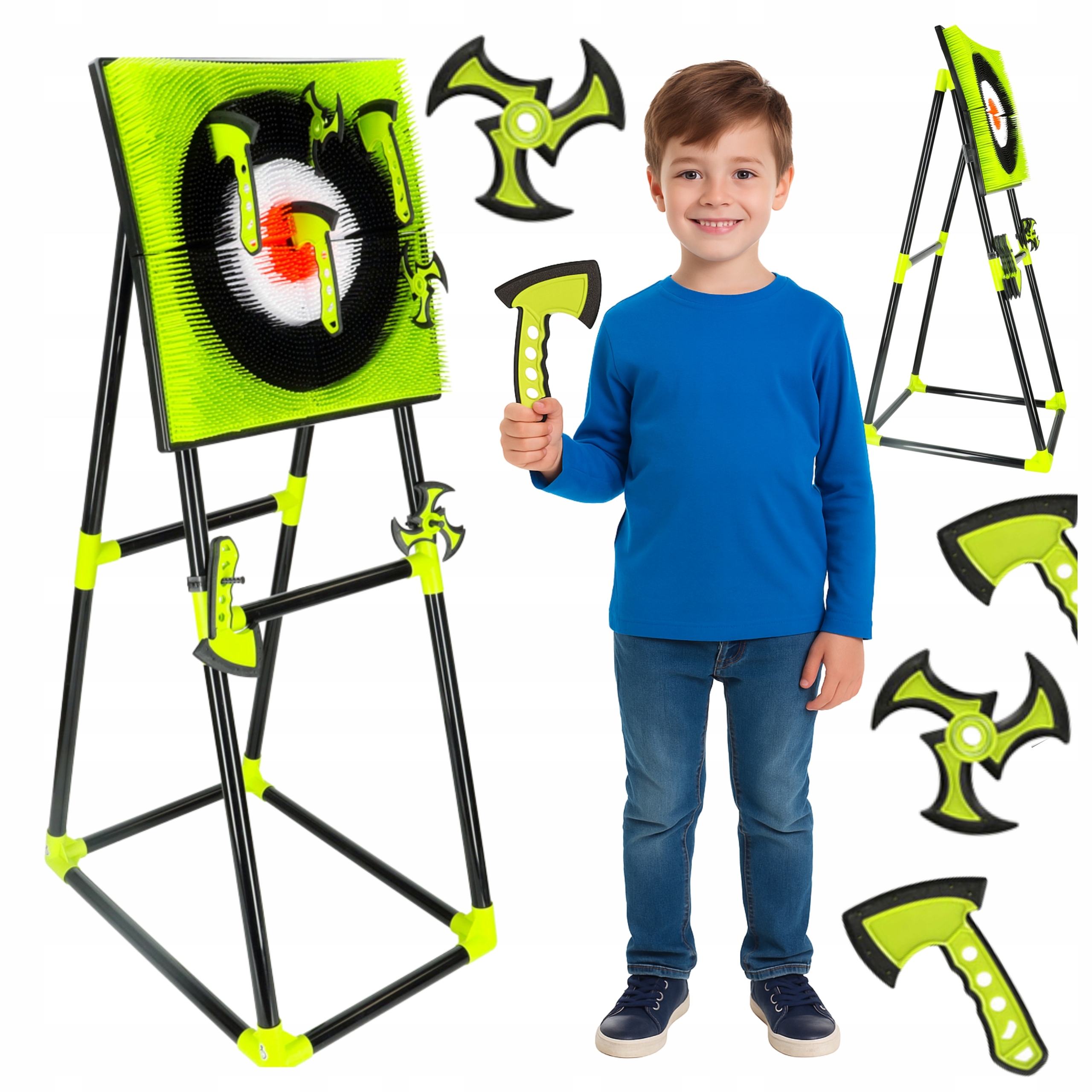 TARCZA DART SILIKONOWA RZUTKI TOPOREK GWIAZDKA AKCESORIA STOJAK DUŻY ...