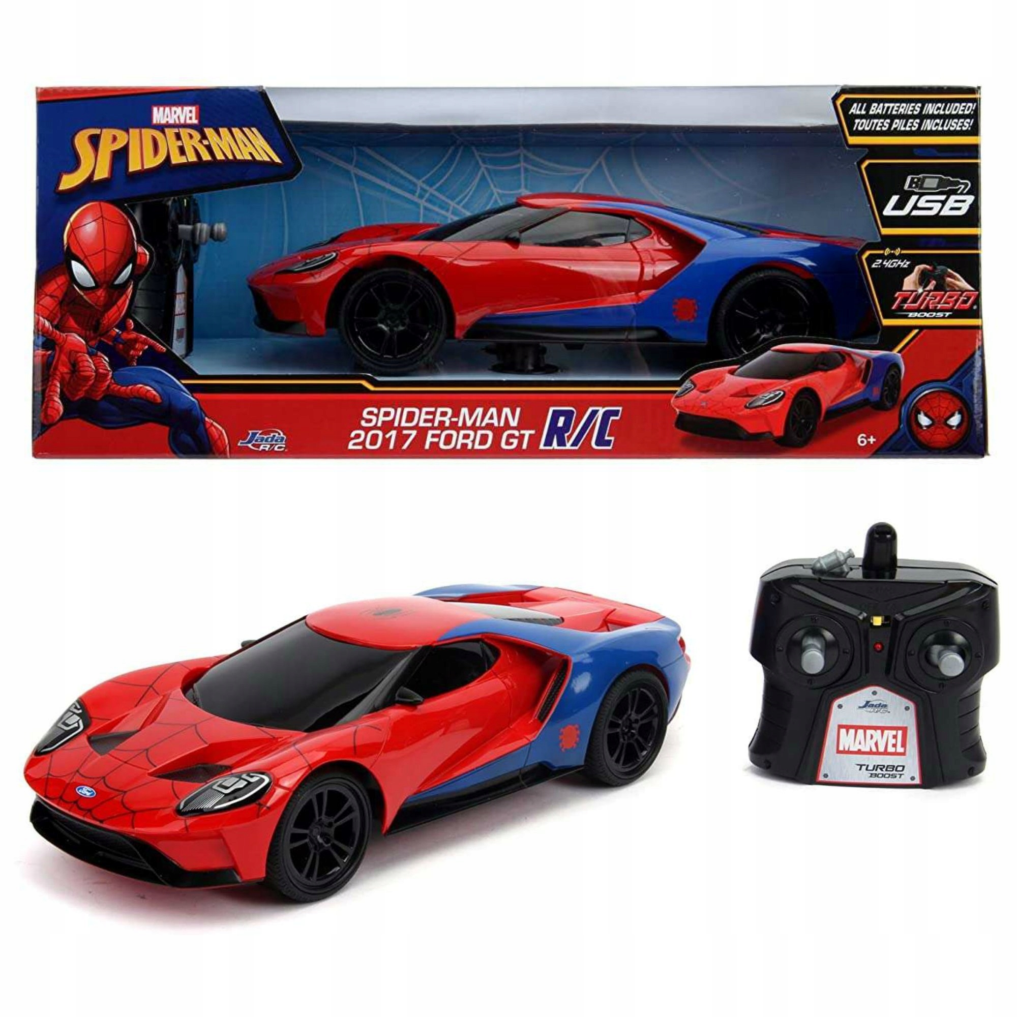 AUTO ZDALNIE STEROWANE MARVEL SPIDERMAN FORD GT RC 1:16 (5906656093241) • Cena, Opinie • Zdalnie ...