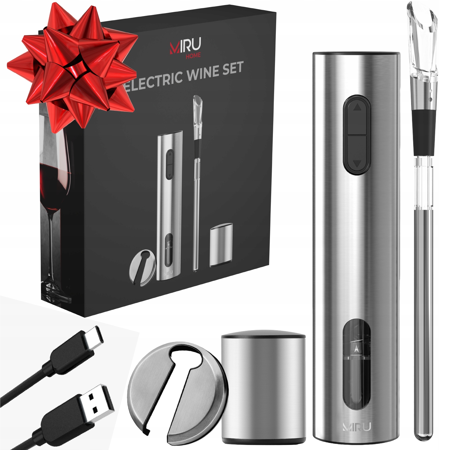 ELEKTRICKÝ KORKOVNÍK OTEVŘENO PRO BUTELEK VÍNO STALOVÁ SADA 5v1 za 1033 Kč - Allegro