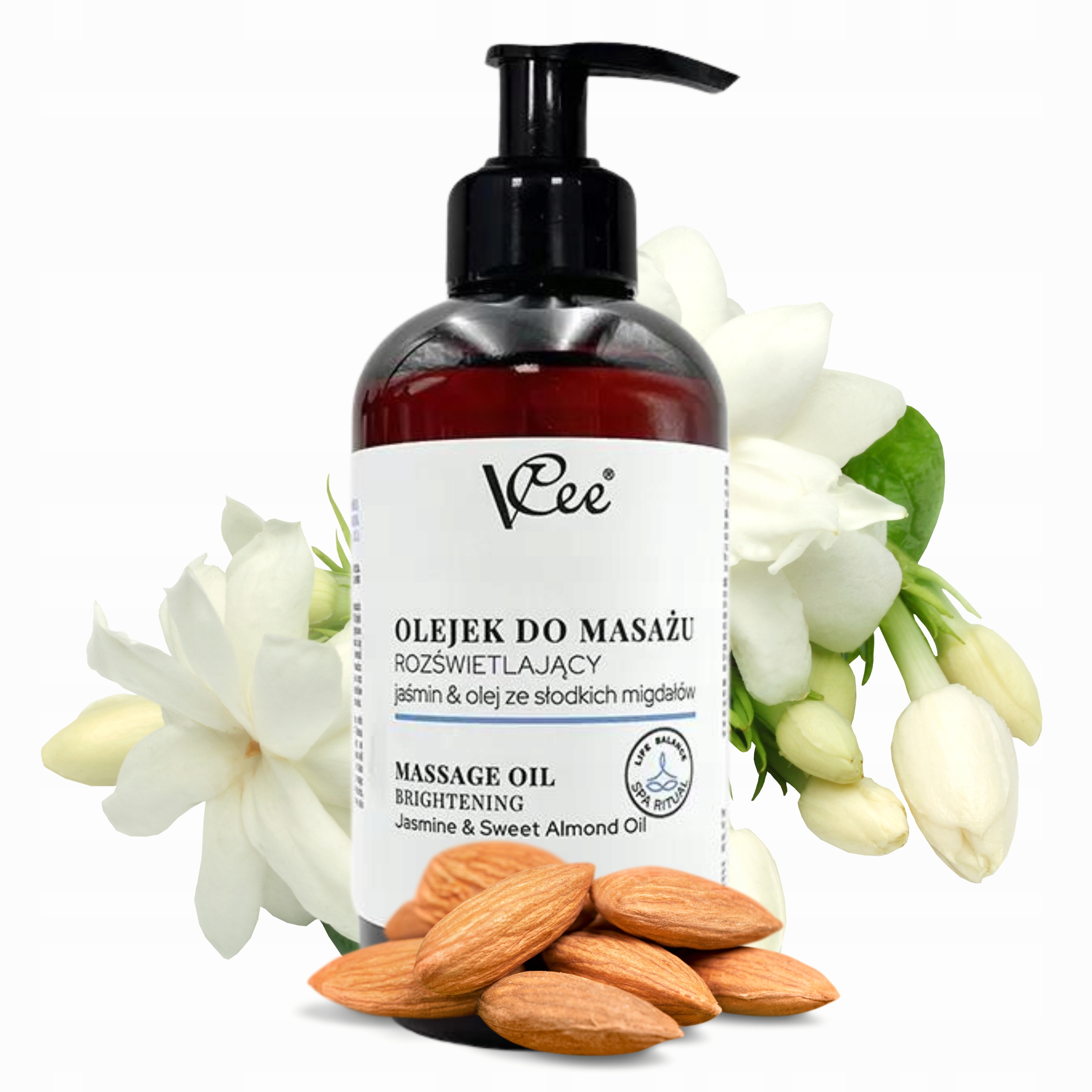 OLEJEK DO MASAŻU ROZŚWIETLAJĄCY JAŚMIN&OLEJ ZE SŁODKICH MIGDAŁÓW VCEE 200ML (5904310204255 ...