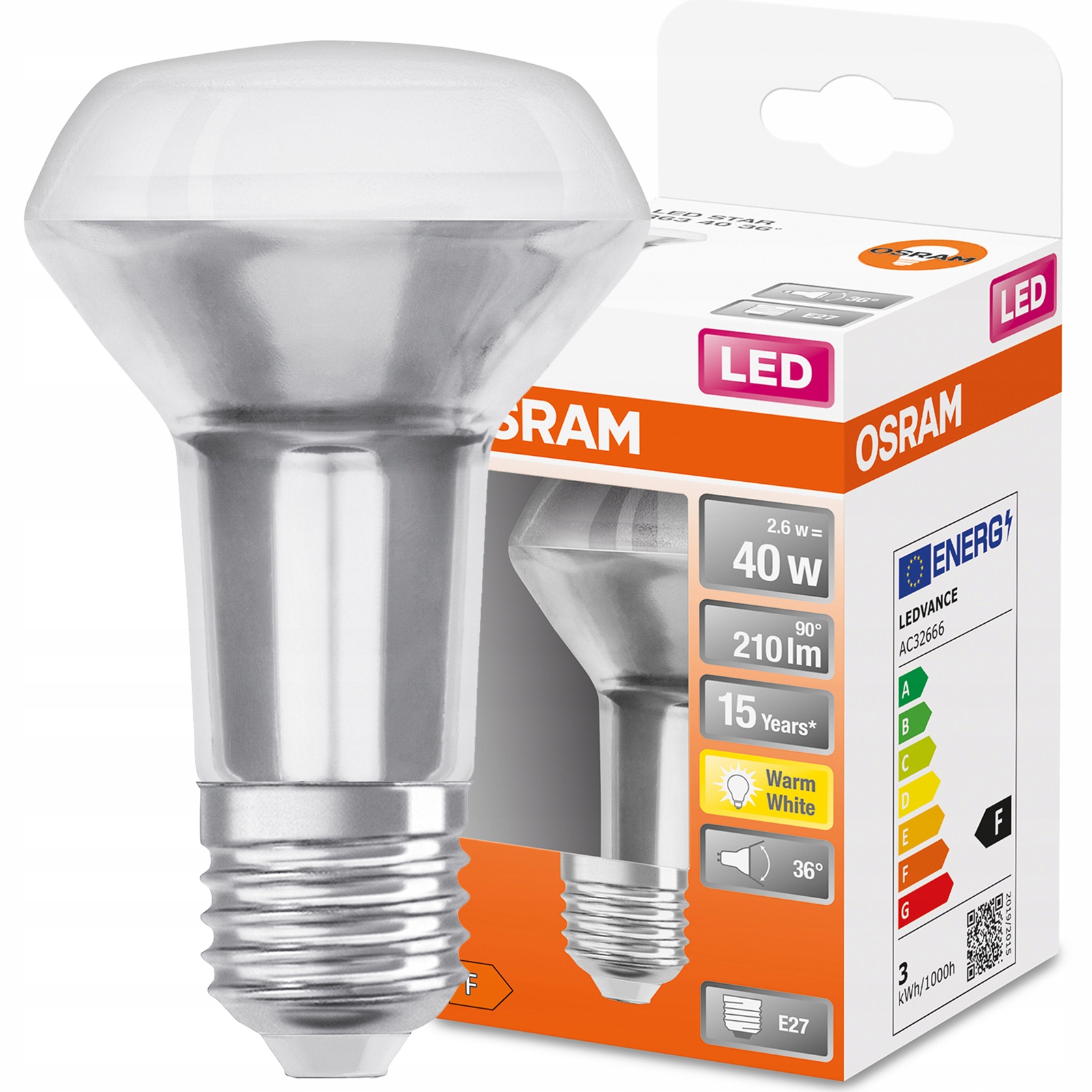 Żarówka LED E27 R63 2,6W 40W 210lm 2700K 36° OSRAM (4058075125964 ...