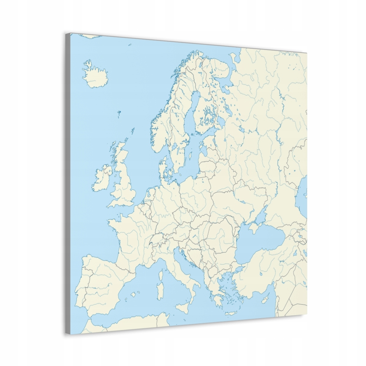 Obraz na płótnie KONTUROWA MAPA EUROPY państwa rzeki jeziora 80x80 ...