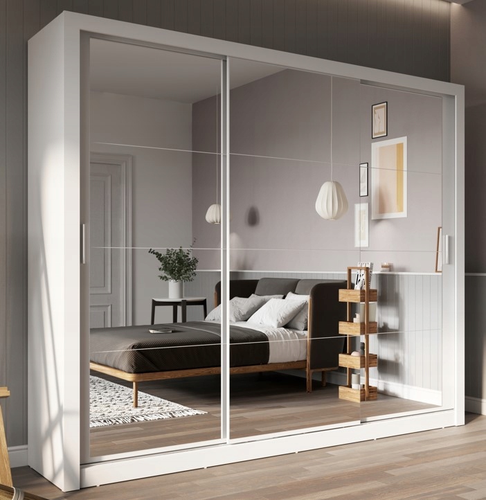 Szafa Lenart ID-01 o szer.250cm biała z 3 lustrami (IDEA ID-01-3L ...