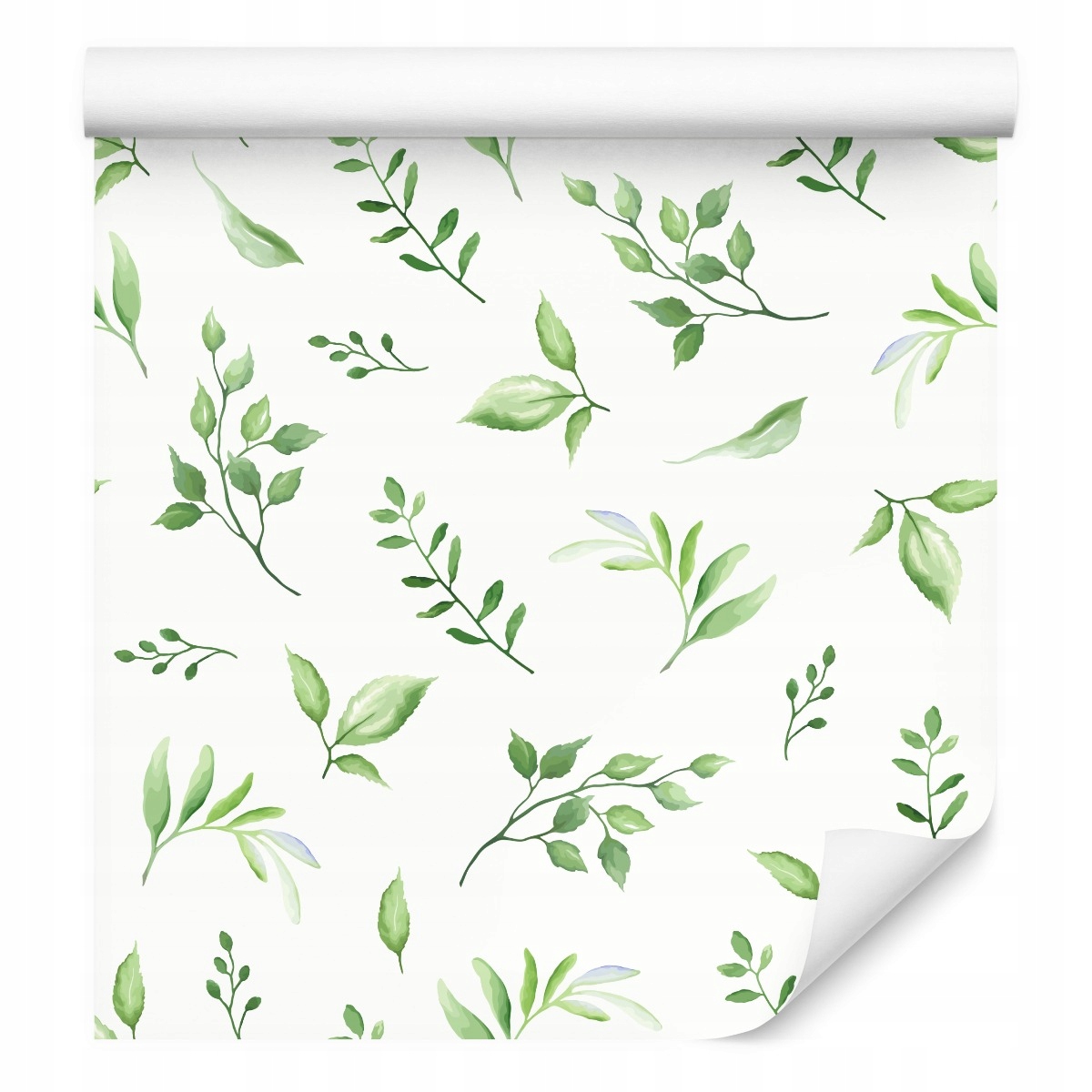 Tapeta do ložnice malované listy příroda zeleň - Allegro